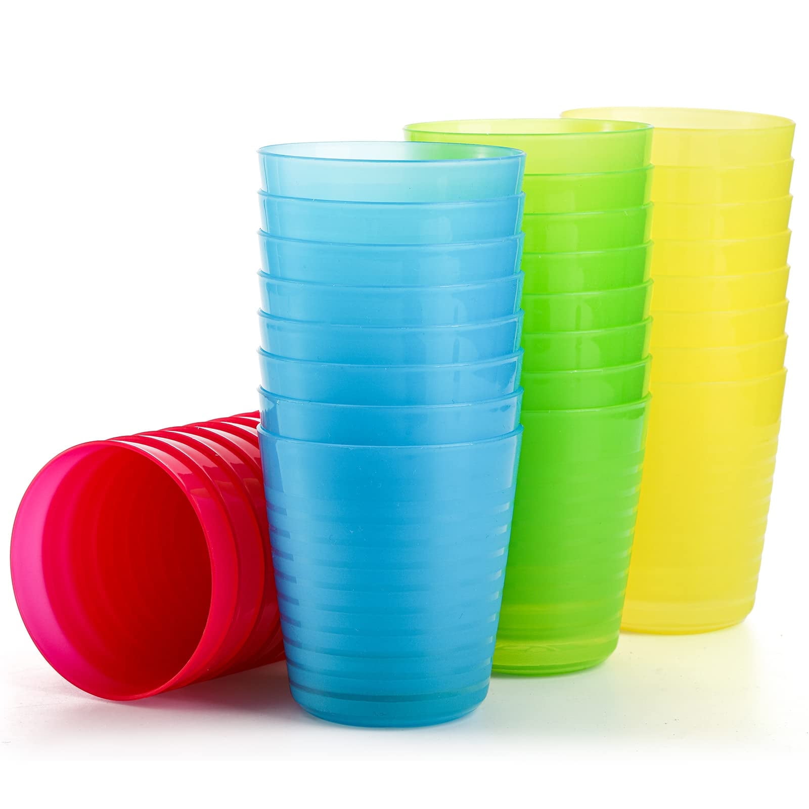 24 Pcs Reusable Plastic Cups, 8 oz Small Drinking Tumbler, Unbreakable ...