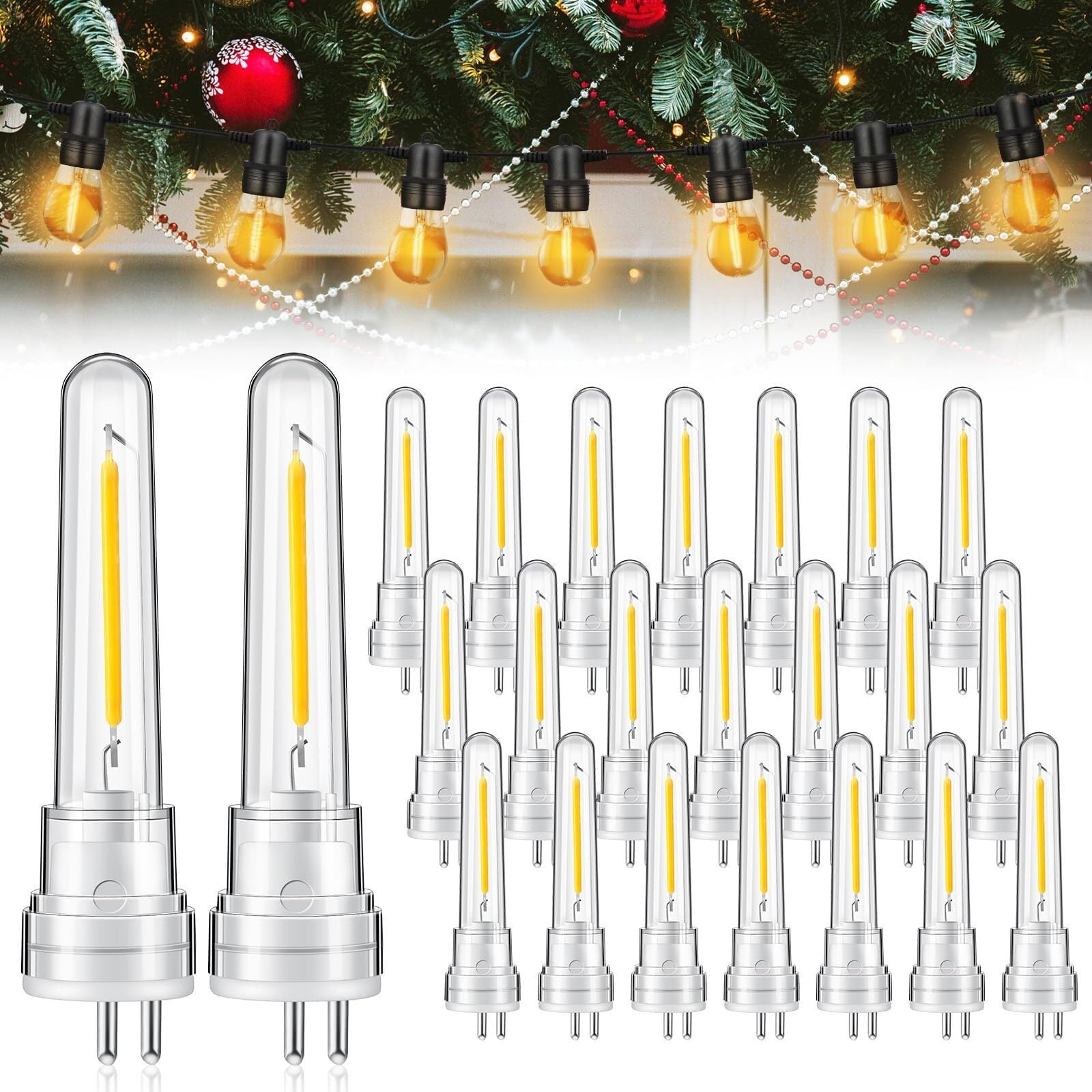 24 Pcs S14 Bulbs for Outdoor String Lights 1.5 W LED String Light Bulbs ...