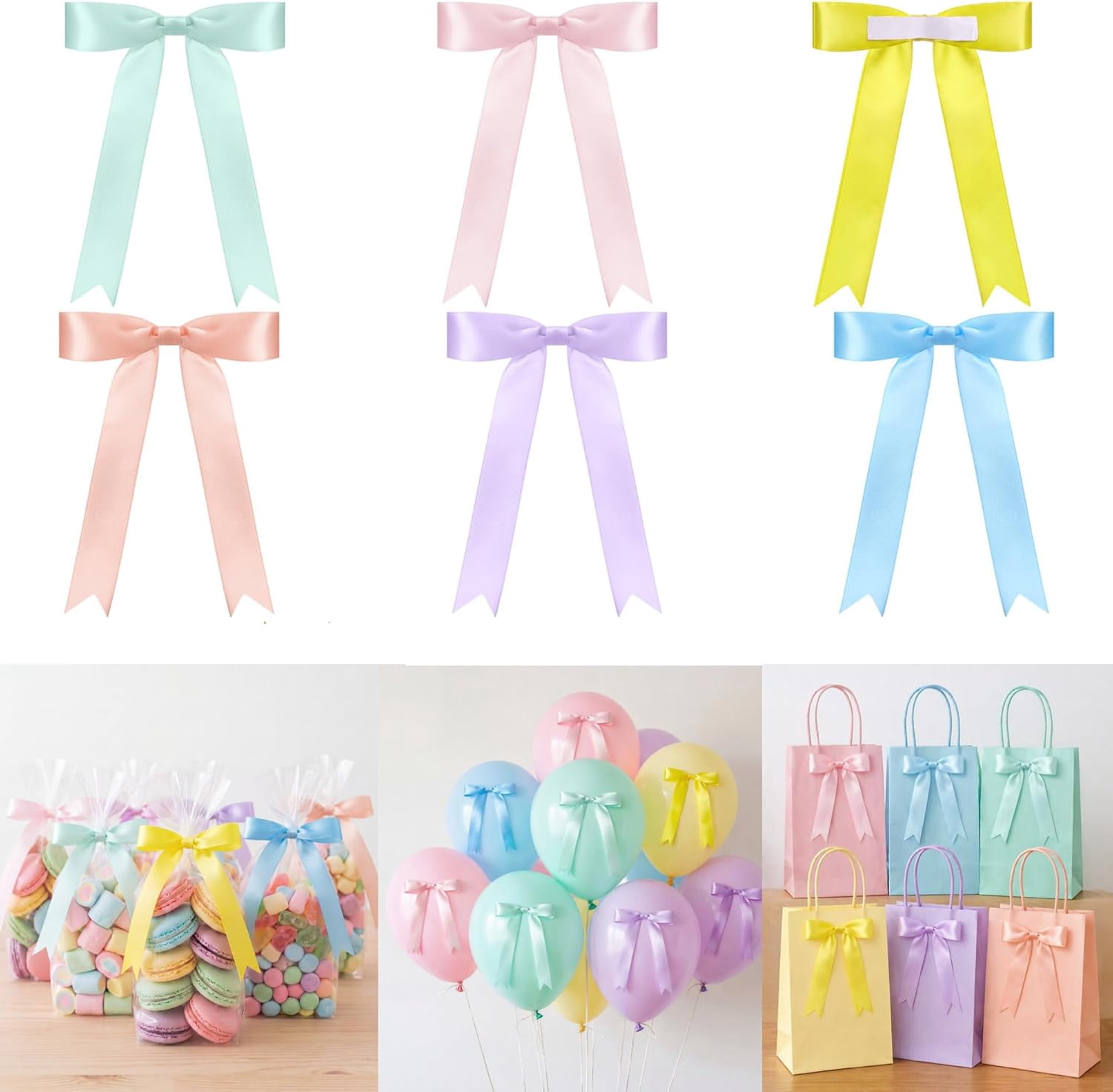 24 Pcs Satin Ribbon Bows 5x7'' Self Adhesive Stick on Premade Satin ...