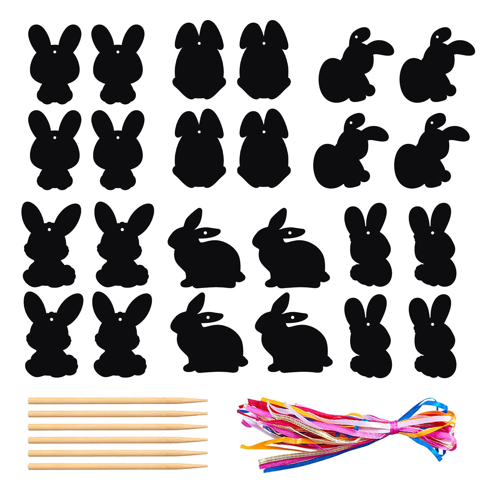 24 Pcs Scratch Paper Craft Art Easter Day Ornaments Colorful Rainbow ...