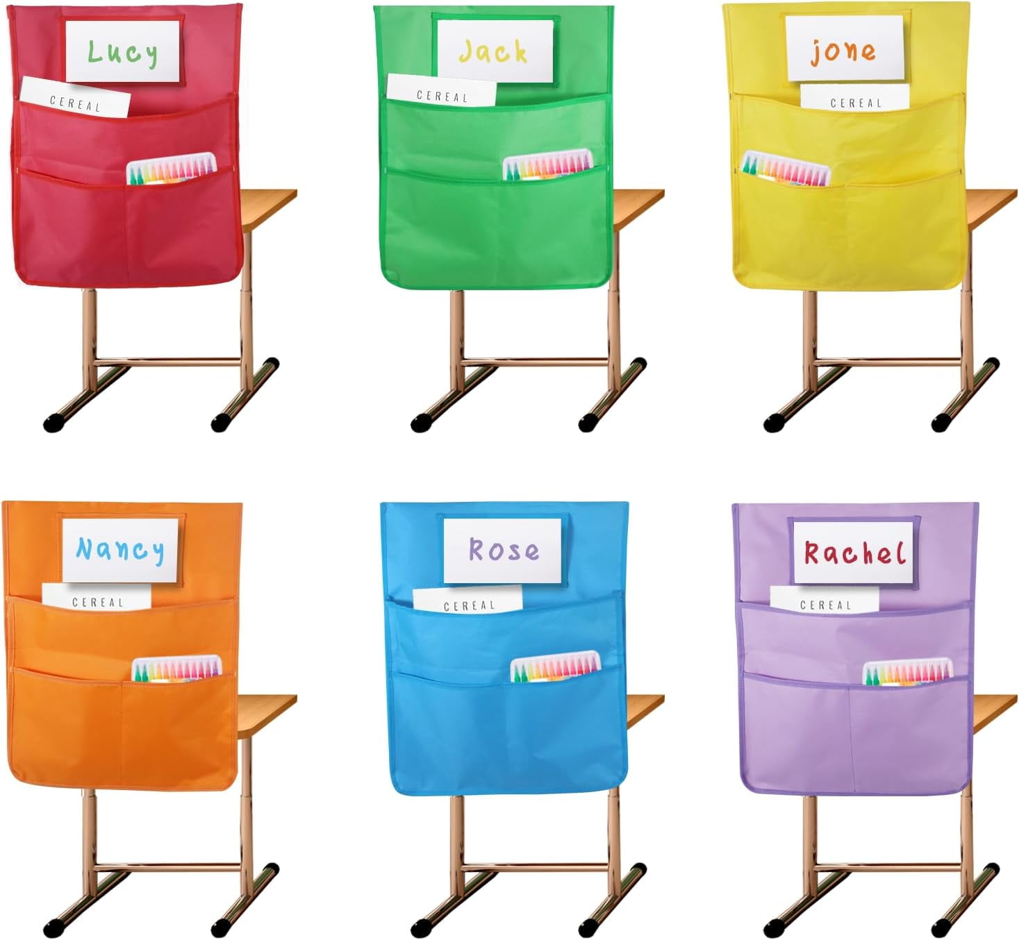 24 Pcs Seat Sacks for Classroom Chairs K-2, 19"x16" Reinforced Chair ...