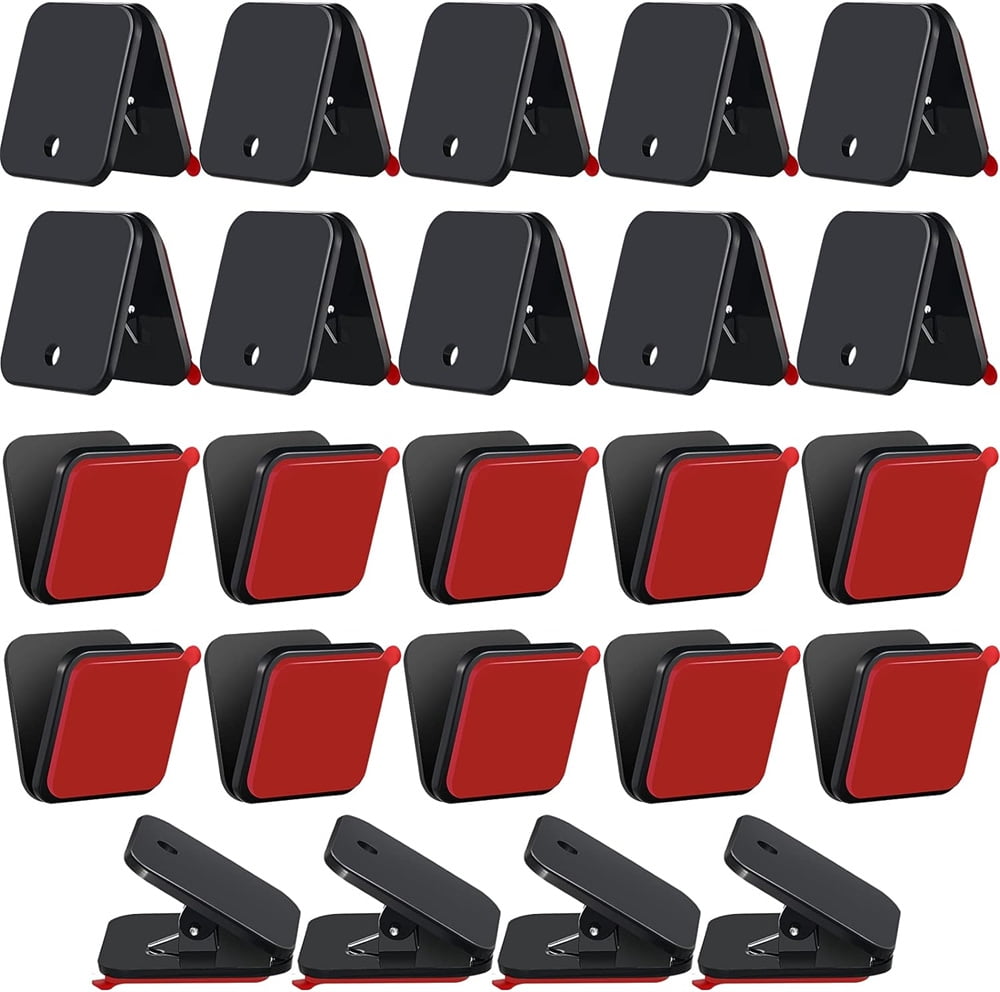 24 Pcs Self Adhesive Clips,Black Wall Clips for Hanging Paper and ...