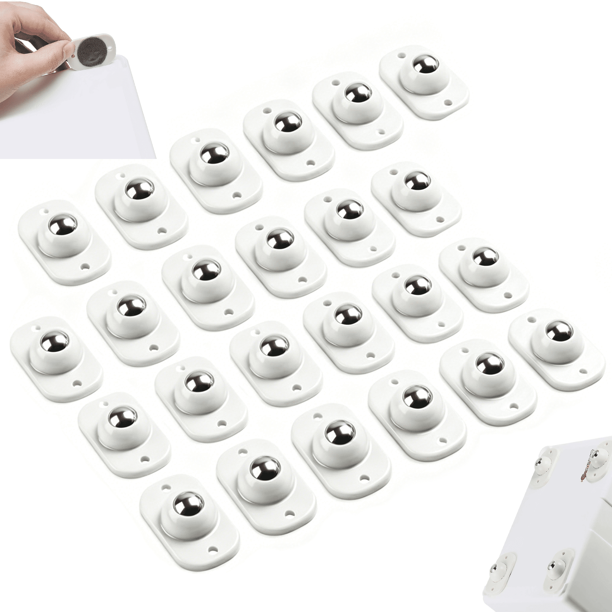 24 Pcs Self Adhesive Mini Caster Wheels – 360° Swivel Appliance Rollers ...