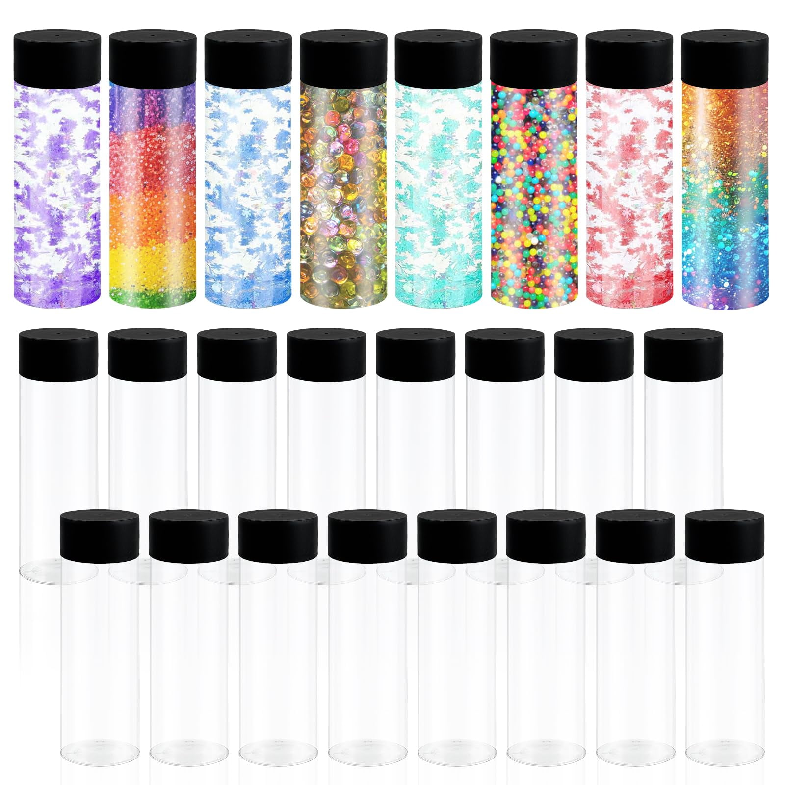 24 Pcs SensoryEGSC Bottles with Lids, 10 oz/ 300 ml Leakproof Clear ...