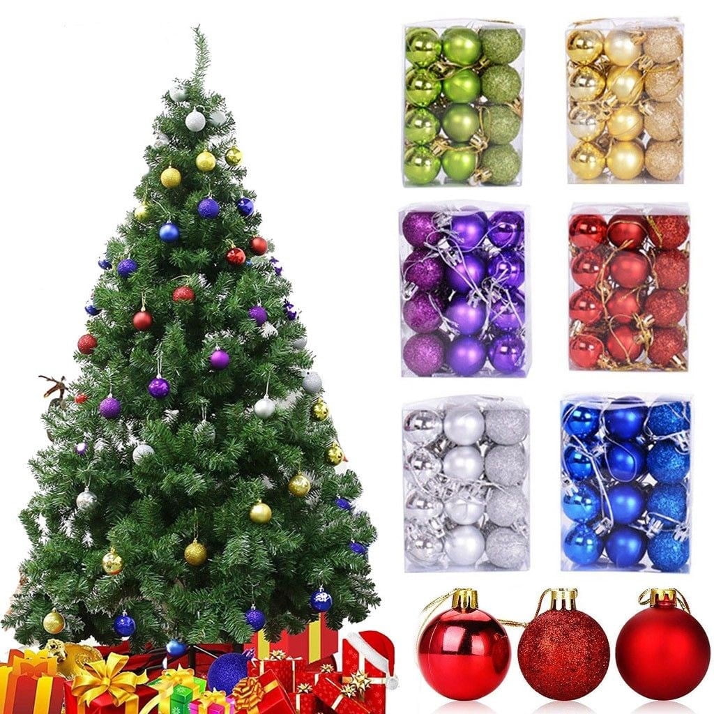 24 Pcs Shatterproof Christmas Tree Ornaments Ball Set 3cm-purple ...
