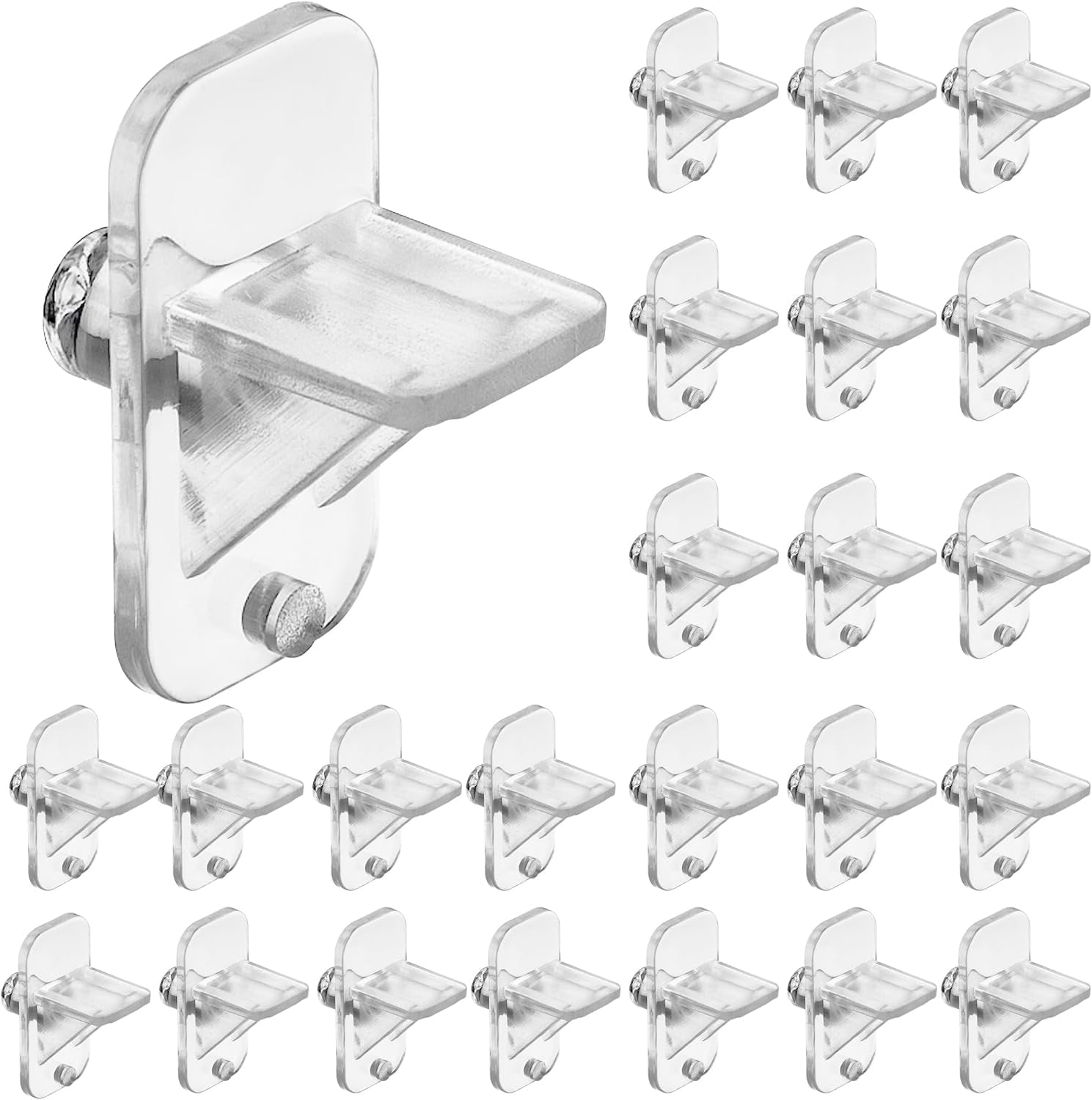 24 Pcs Shelf Holders Pegs-1/4 Inch Clear Plastic Cabinet Shelf Clips ...