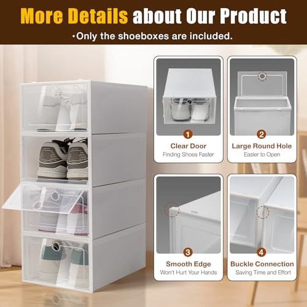 24 Pcs Shoe Box, Free Standing Shoe Storage Box Set, Stackable Shoe ...
