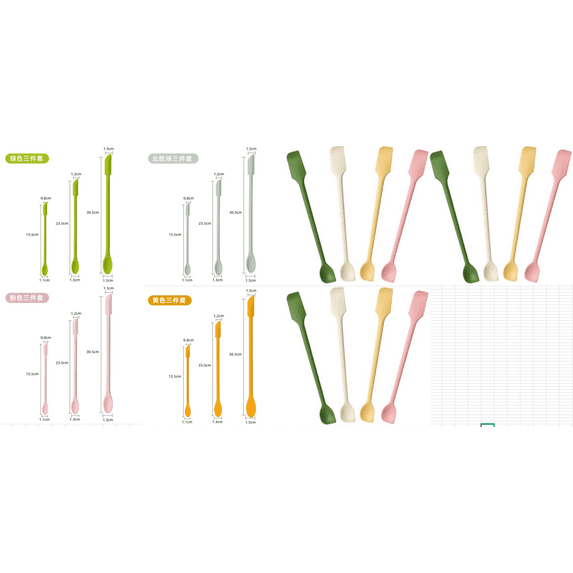 24 Pcs Silicone Spatula Set, Dual Head Mini Spatulas with Long Handle ...