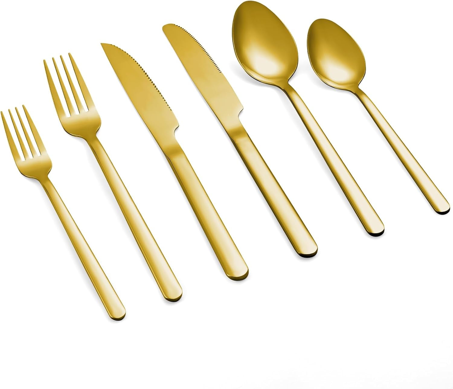 24 Pcs Silverware Set with Steak Knives, Stainless Steel Flatware Set ...