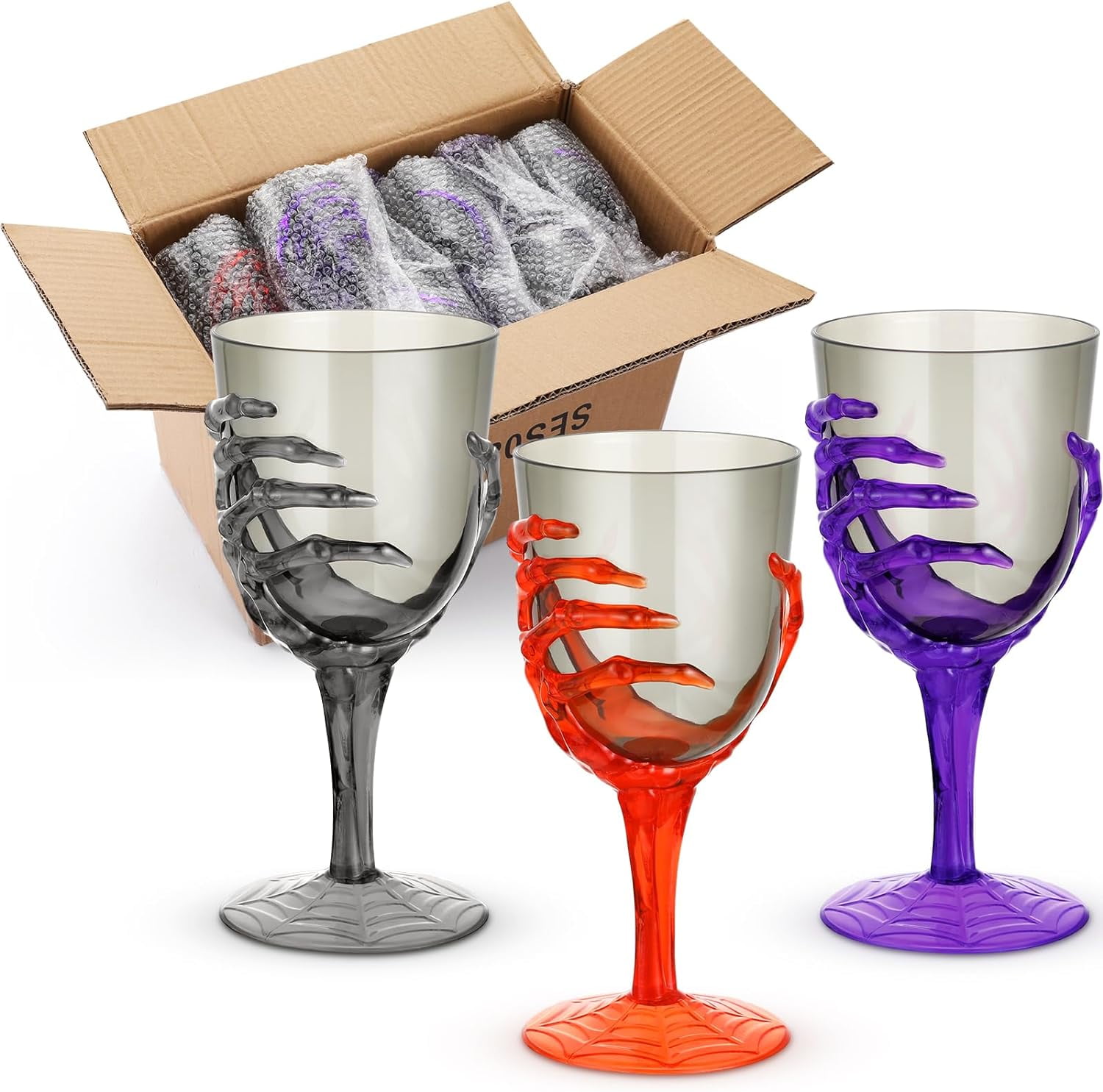 24 Pcs Skeleton Hand Goblets 12oz Plastic Cups Skull Wine Glass Set ...