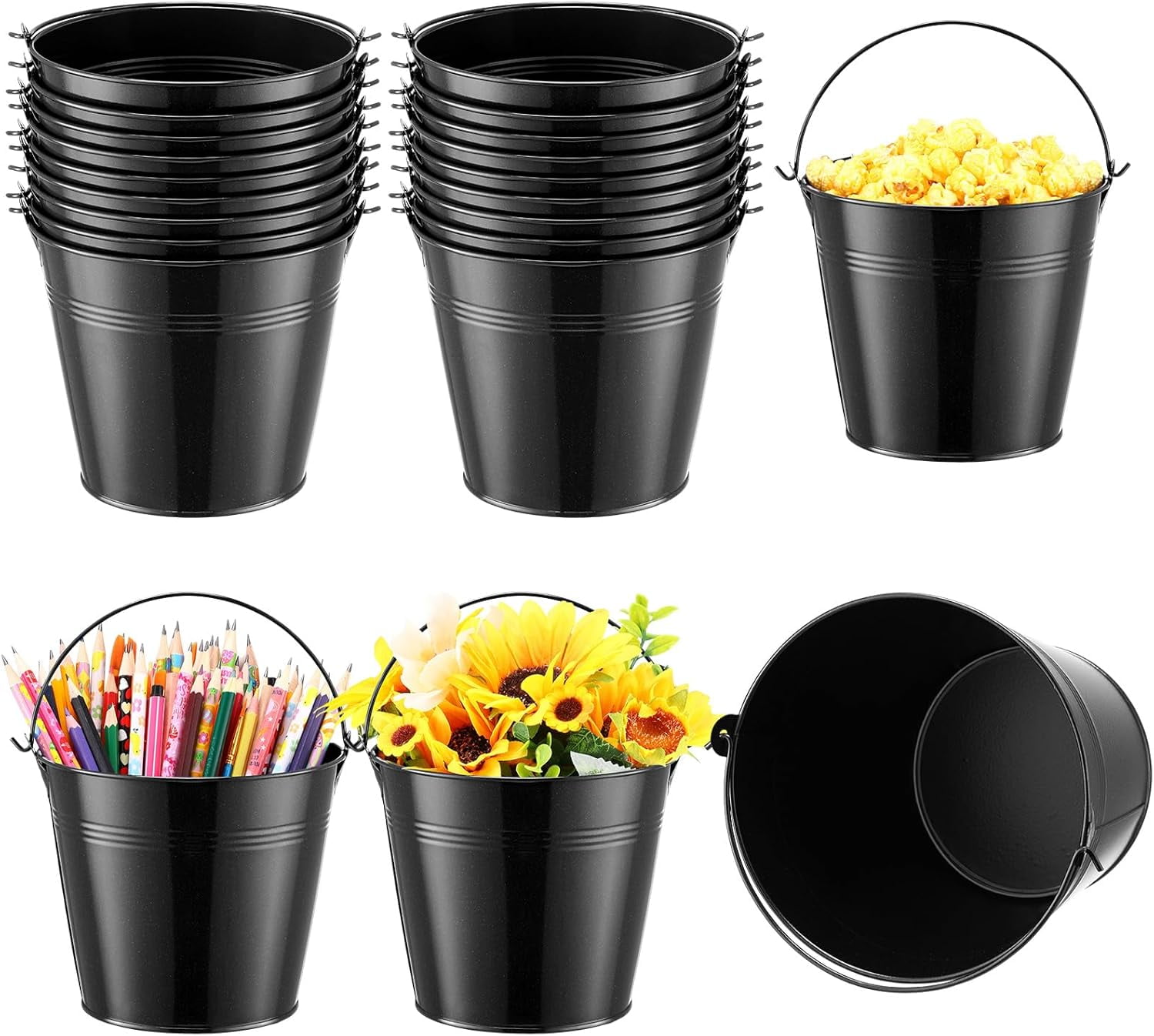24 Pcs Small Metal Buckets with Handle Mini Buckets Bulk for Easter ...