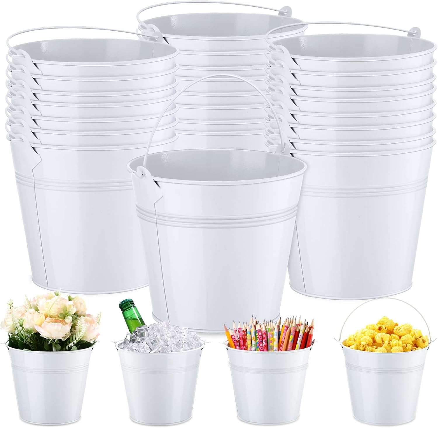 24 Pcs Small Metal Buckets with Handle Mini Buckets Bulk for Easter ...
