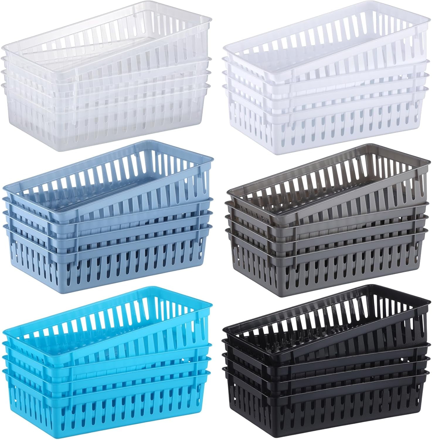 24 Pcs Small Plastic Storage Baskets Bulk for Organizing 10.24 x 6.5 x ...