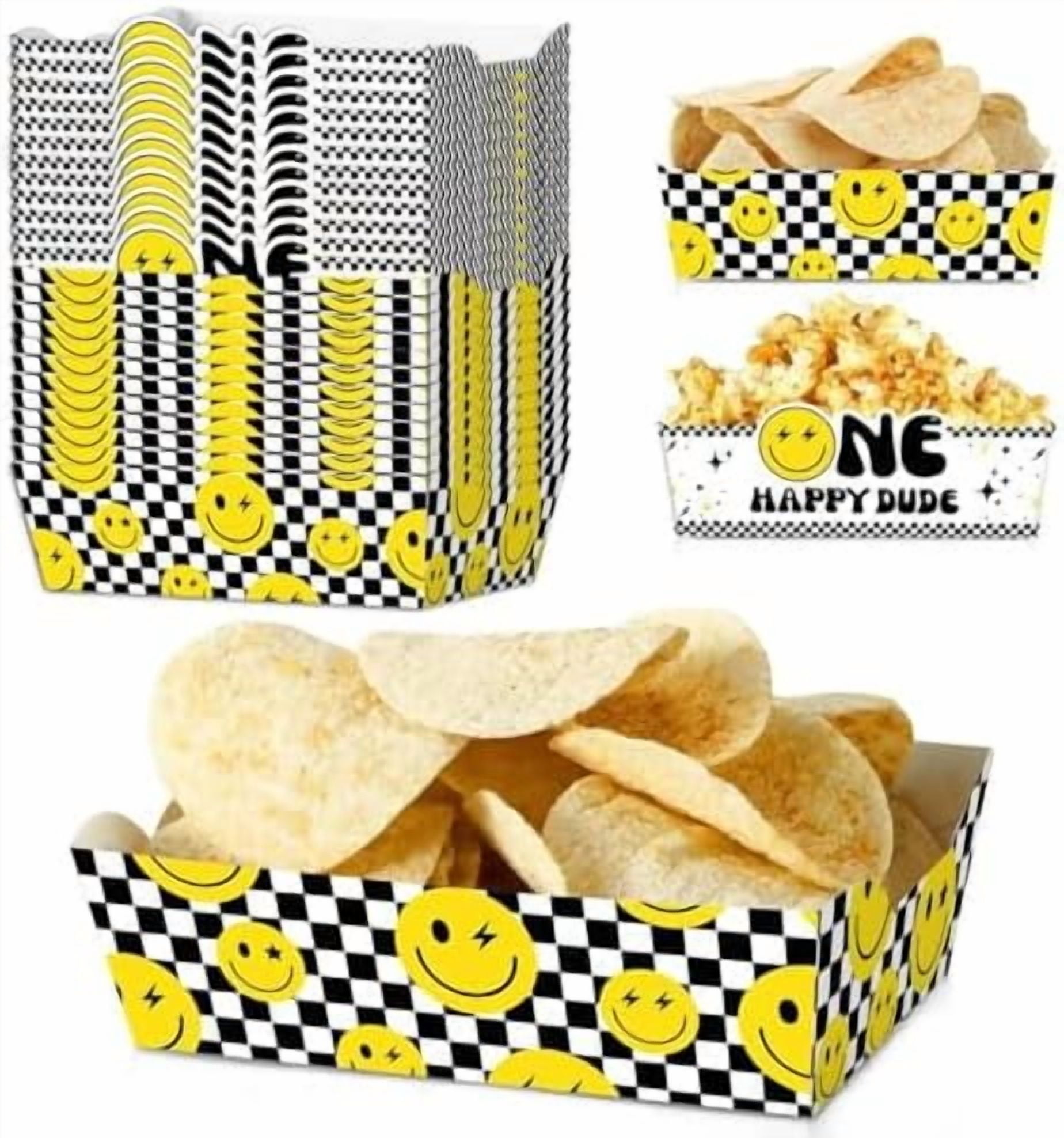 24 Pcs Smile Face Party Supplies Smile Paper Food Trays Disposable ...