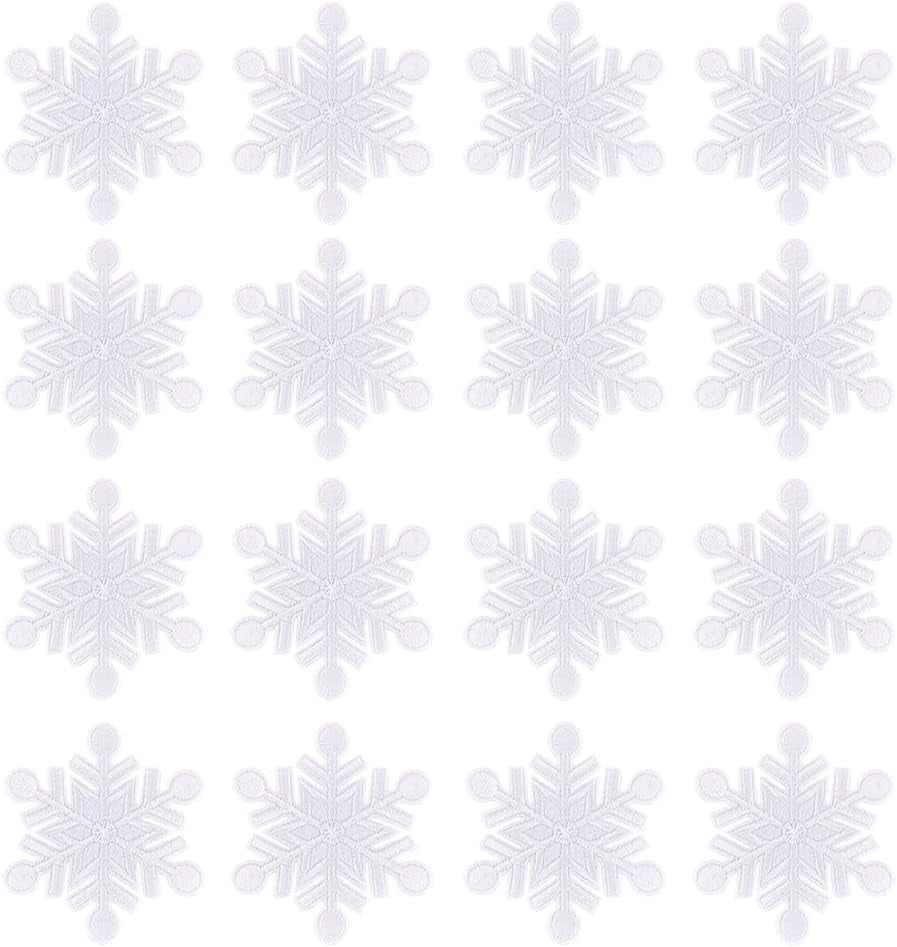 Non-Woven Fabrics Embroidery Patches Appliques Sewing Craft Decoration Snowflake White 62x55x1mm ...