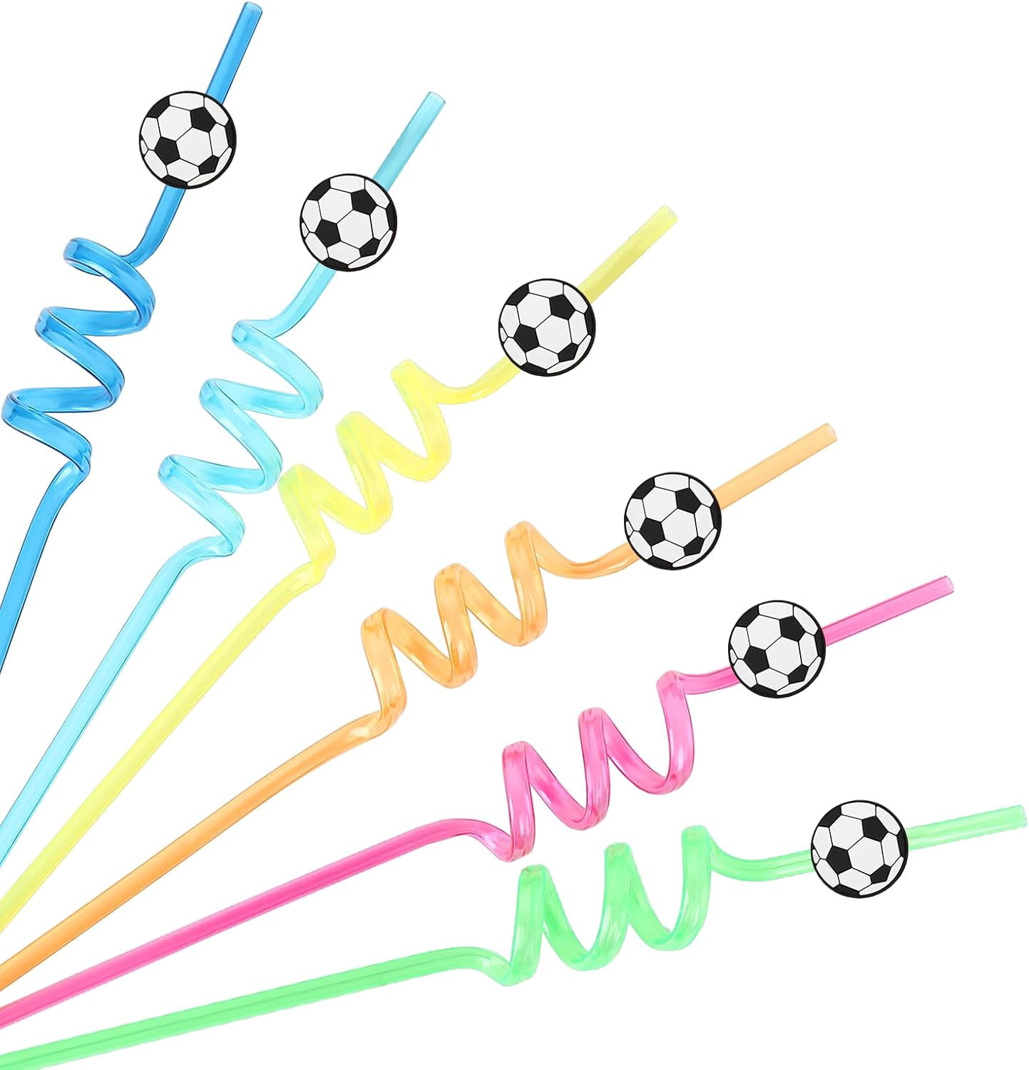 24 Pcs Soccer Party Straws, Funny Soccer Party Favors Colorful Twisty ...