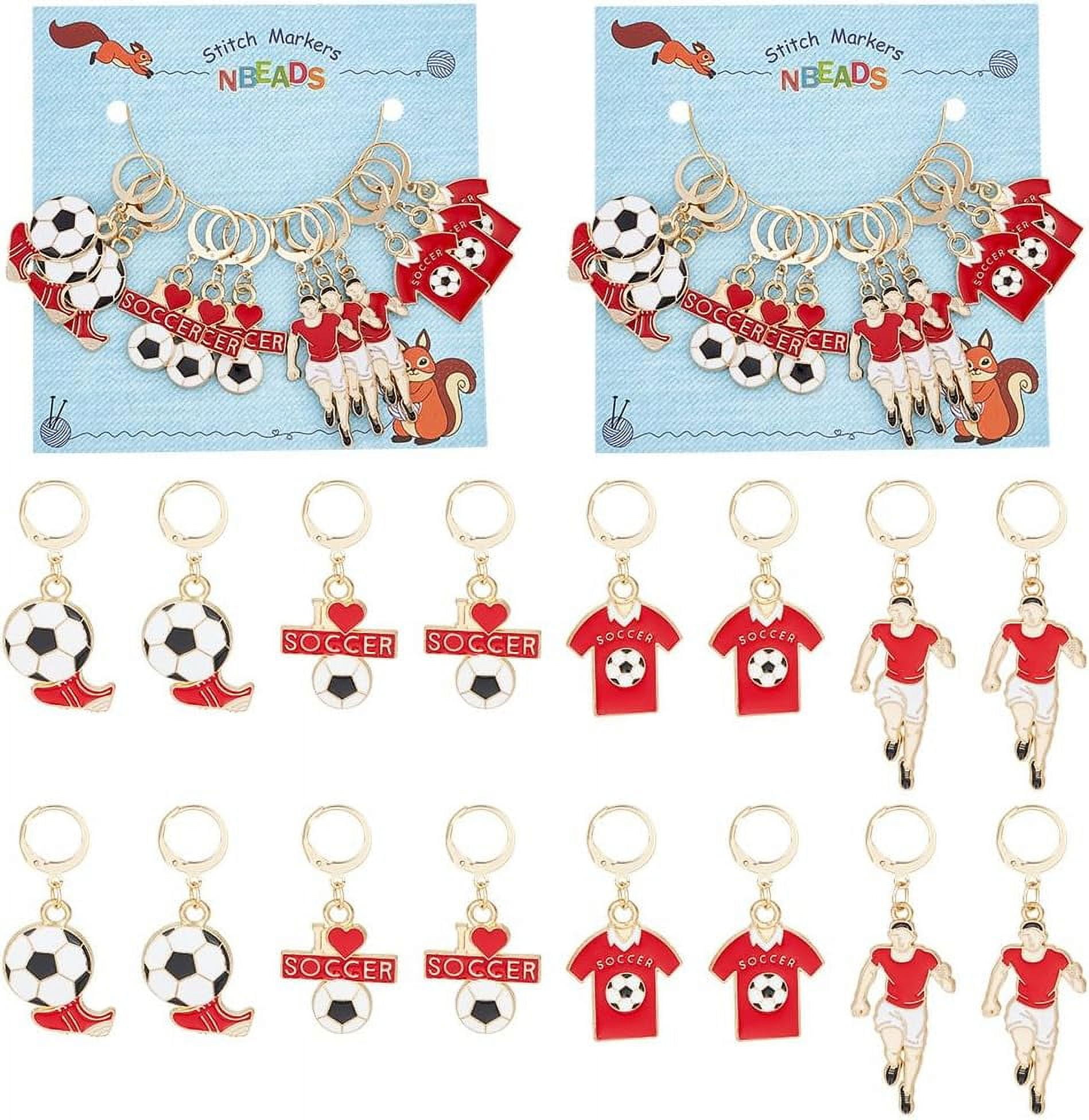 24 Pcs Soccer Theme Stitch Markers Enamel Crochet Stitch Marker Charms ...