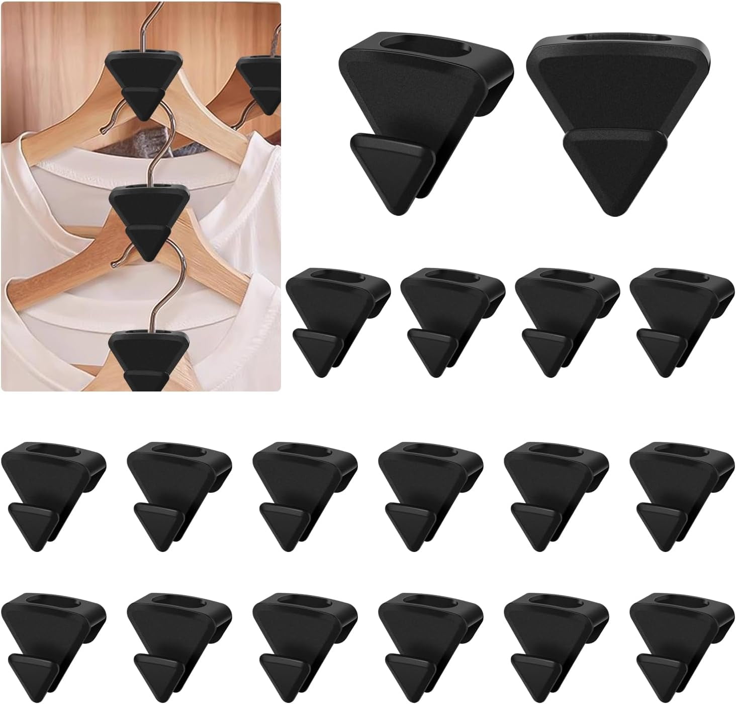 24 Pcs Space TrianglesHanging Clothes,Space Saving Hanger Hooks，Heavy ...