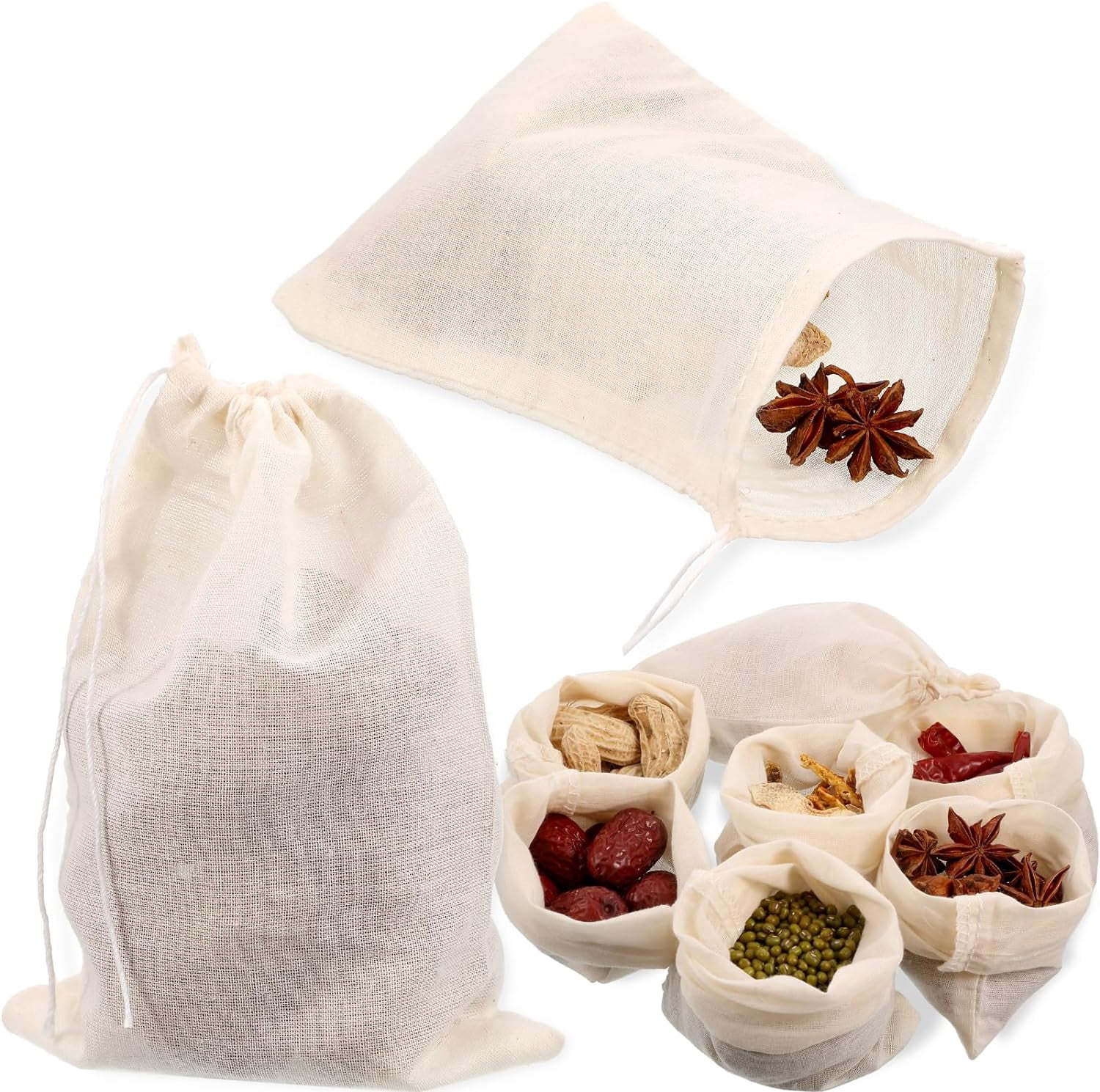24 Pcs Spice Cooking Cheesecloth Bags for Straining Reusable Empty Tea ...