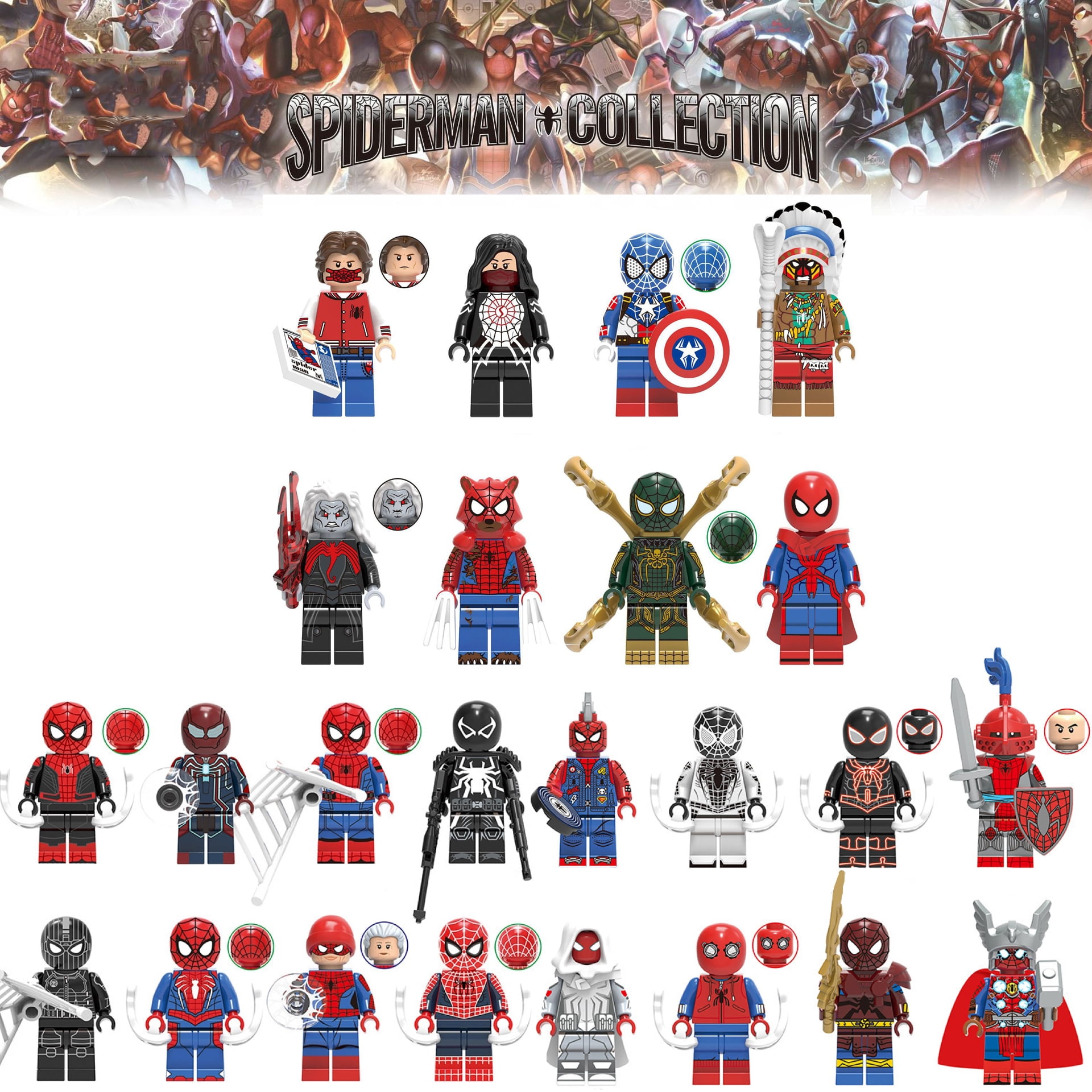 24 Pcs Spider-man Build Toy, Collectible 1.77 Inchs Spiderman Building ...