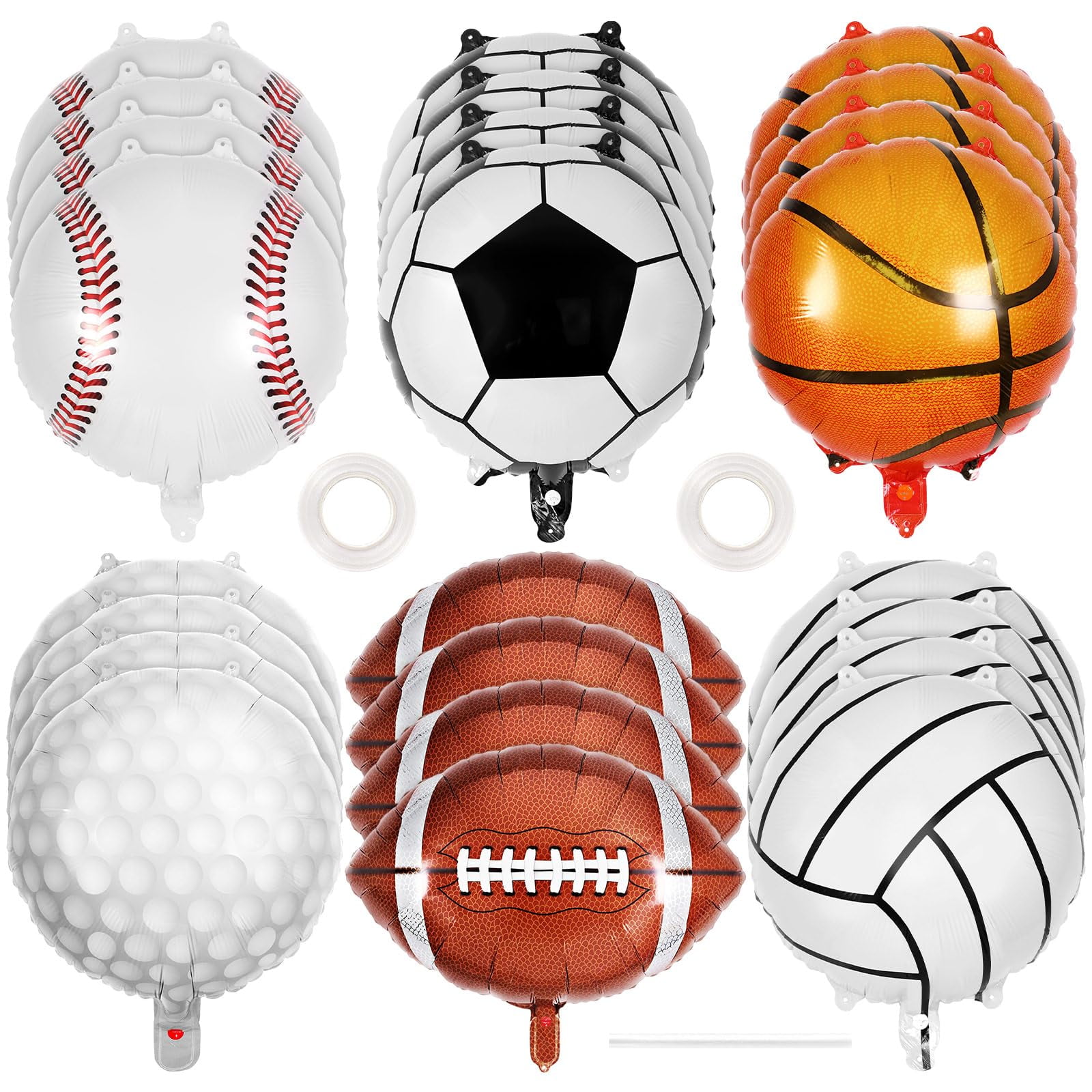 24 Pcs Sports Foil Balloon Set, ZLK1 18 Inch Football Basketball ...