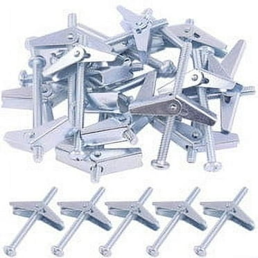 48 PCS Toggle Bolt and Wing Nut, Zinc Plated Steel Spring-Wing Toggle ...