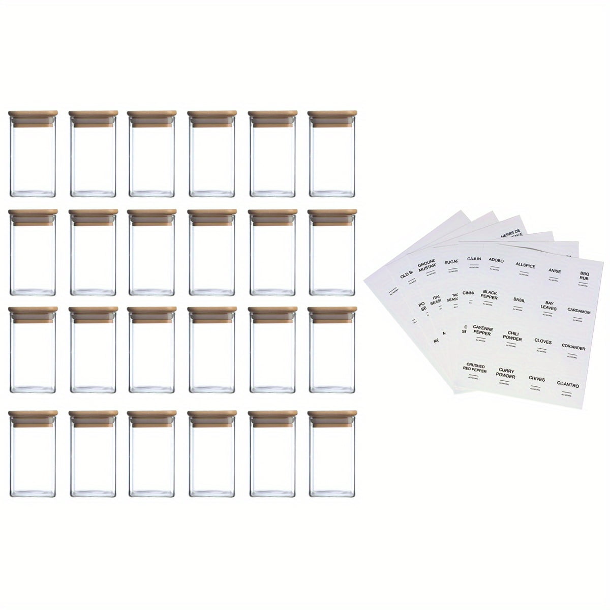 24 Pcs Square Spice Containers With Durable Heat-resistant Borosilicate ...