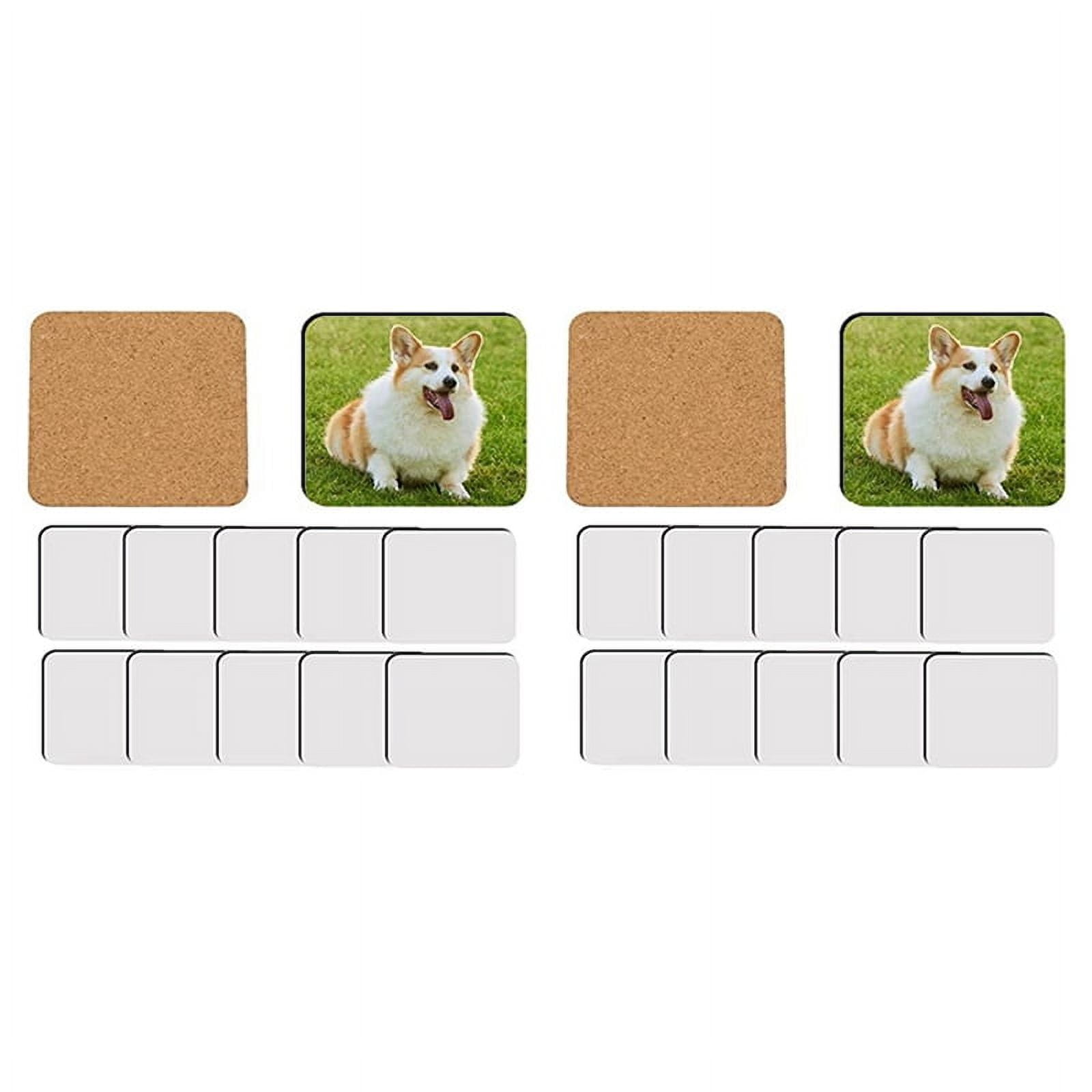 24 Pcs Sublimation Square Coaster Blanks Bulk MDF Blanks Hardboard Cork ...
