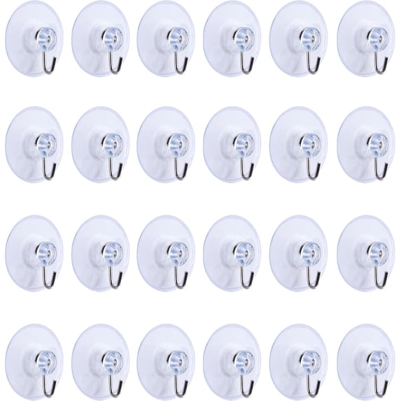 24 Pcs Suction Cup Hooks Wall Clear Suction Cups with Metal Hooks ...
