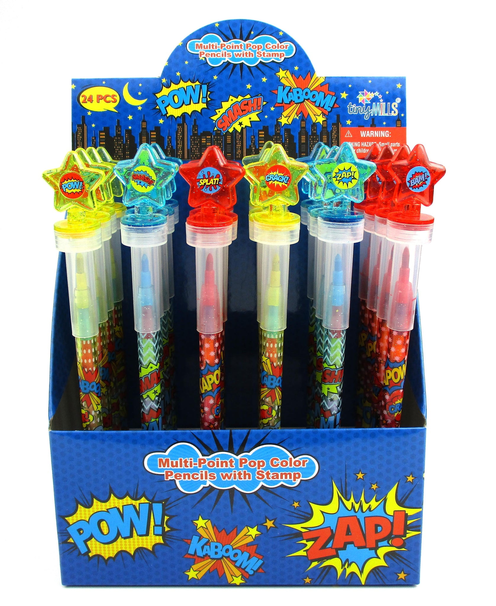 24 Pcs Superhero Pop Color Pencils with Stamper - Walmart.com