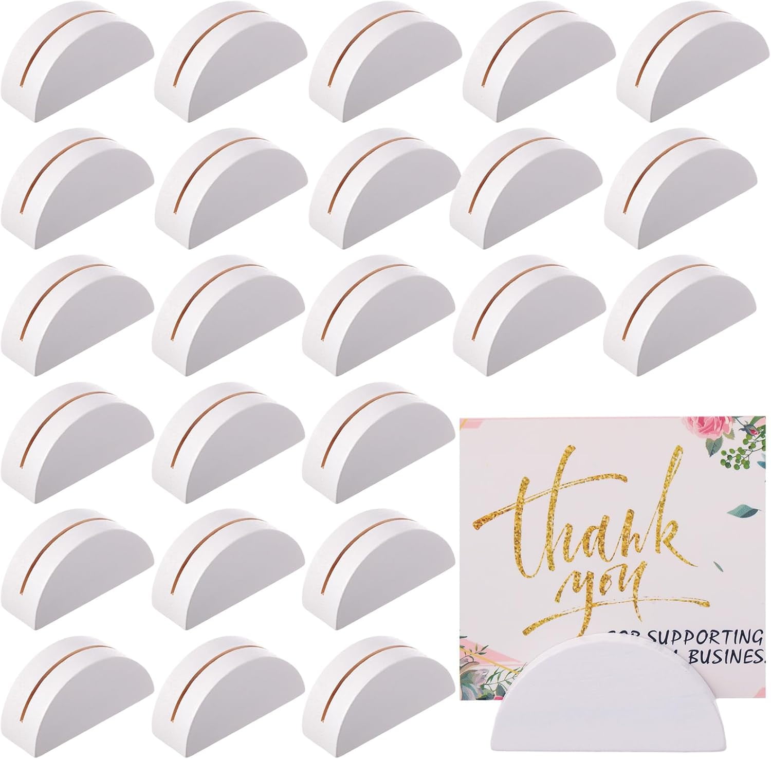 24 Pcs Table Number Stands Wooden White Table Name Holder Semicircular ...