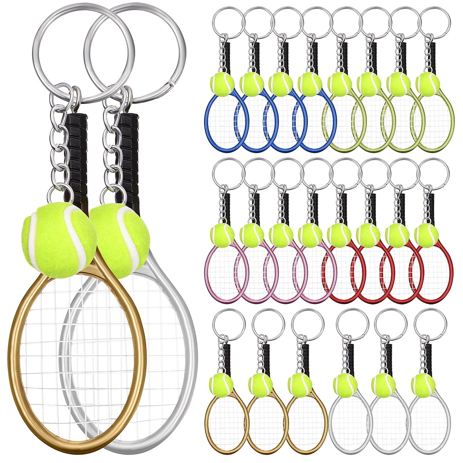 24 Pcs Tennis Balls Key Chain Sport Keychain Realistic Miss - Walmart.com