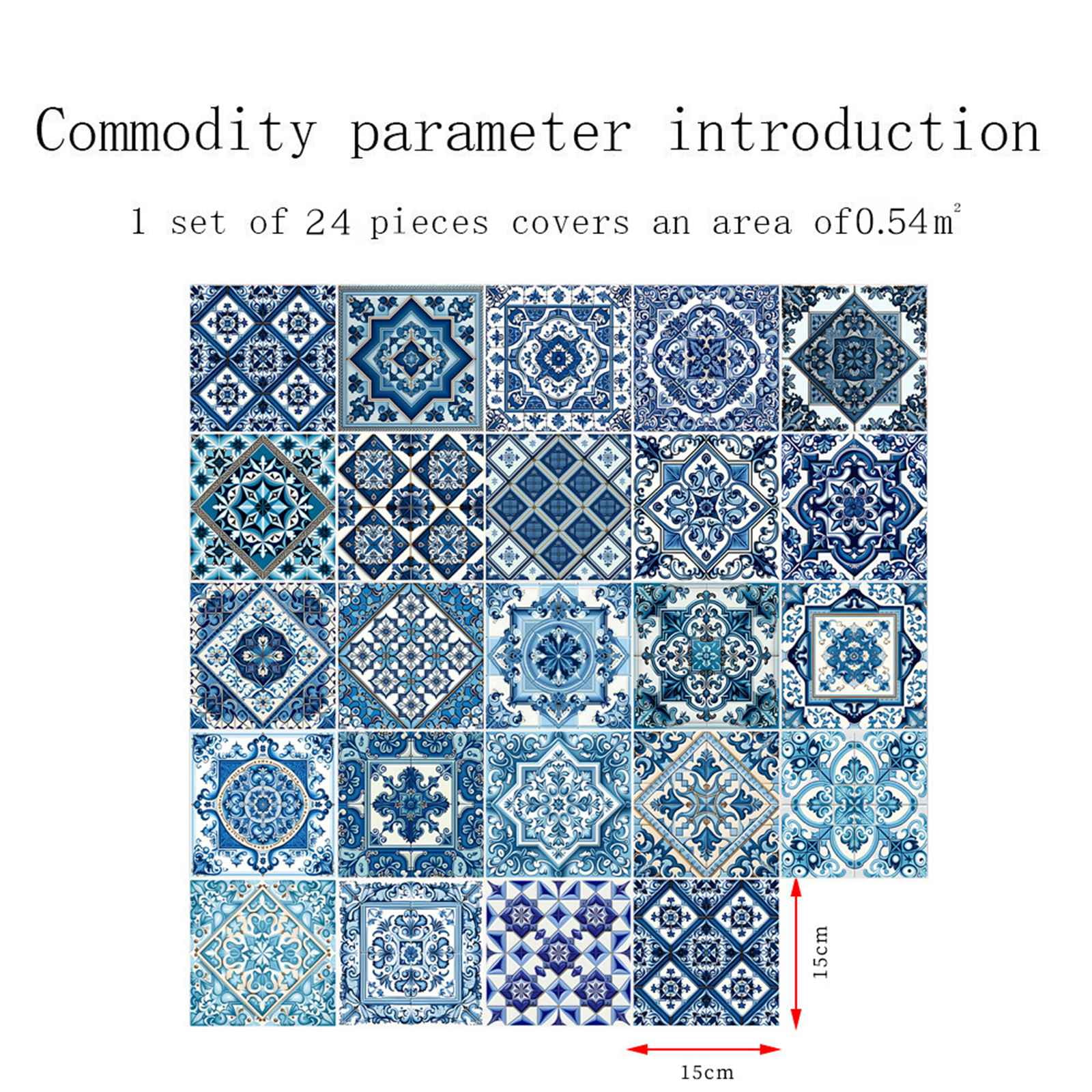 24 Pcs Tile Stickers DIY Moroccan Style Peel and Stick Backsplash Wall ...