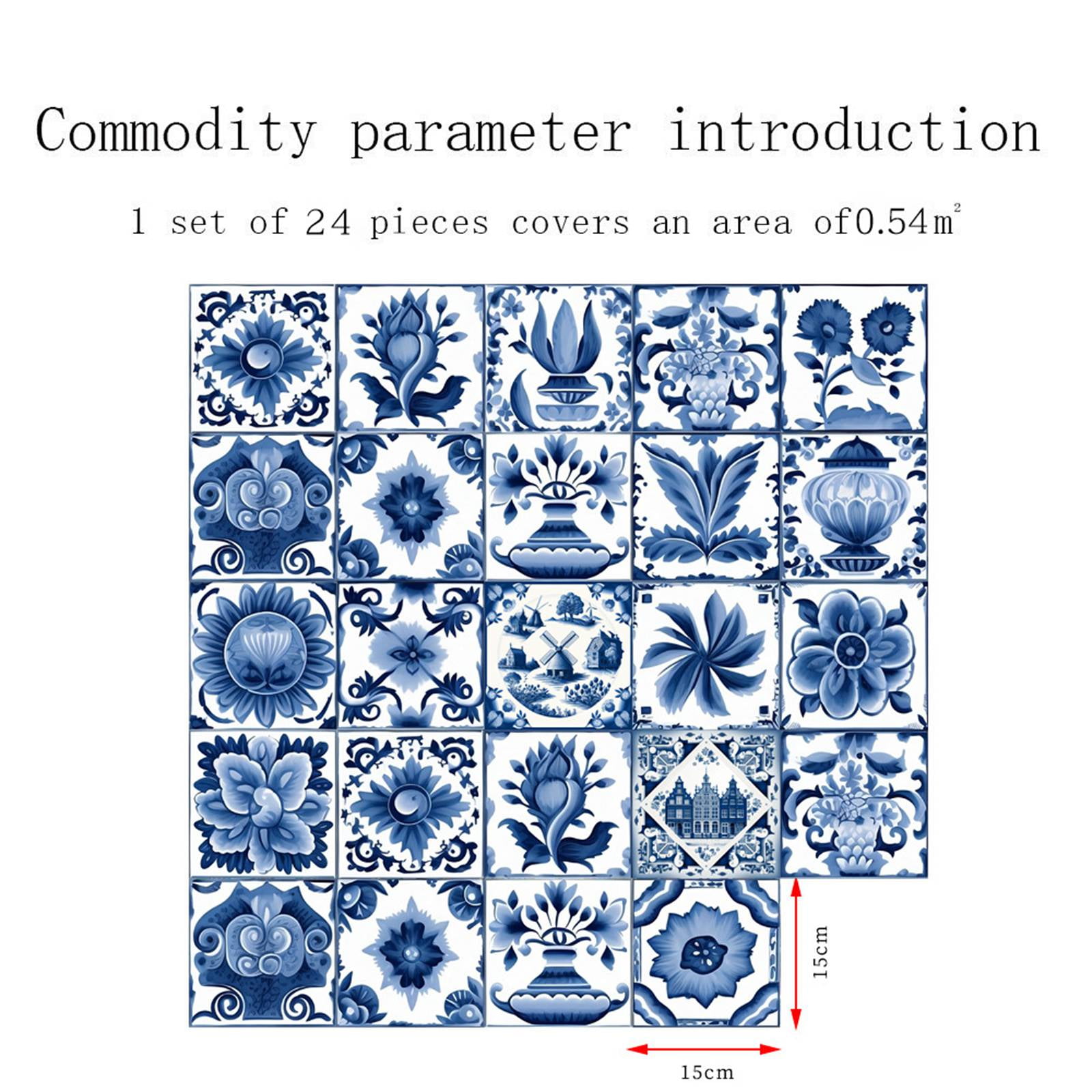 24 Pcs Tile Stickers DIY Moroccan Style Peel and Stick Backsplash Wall ...