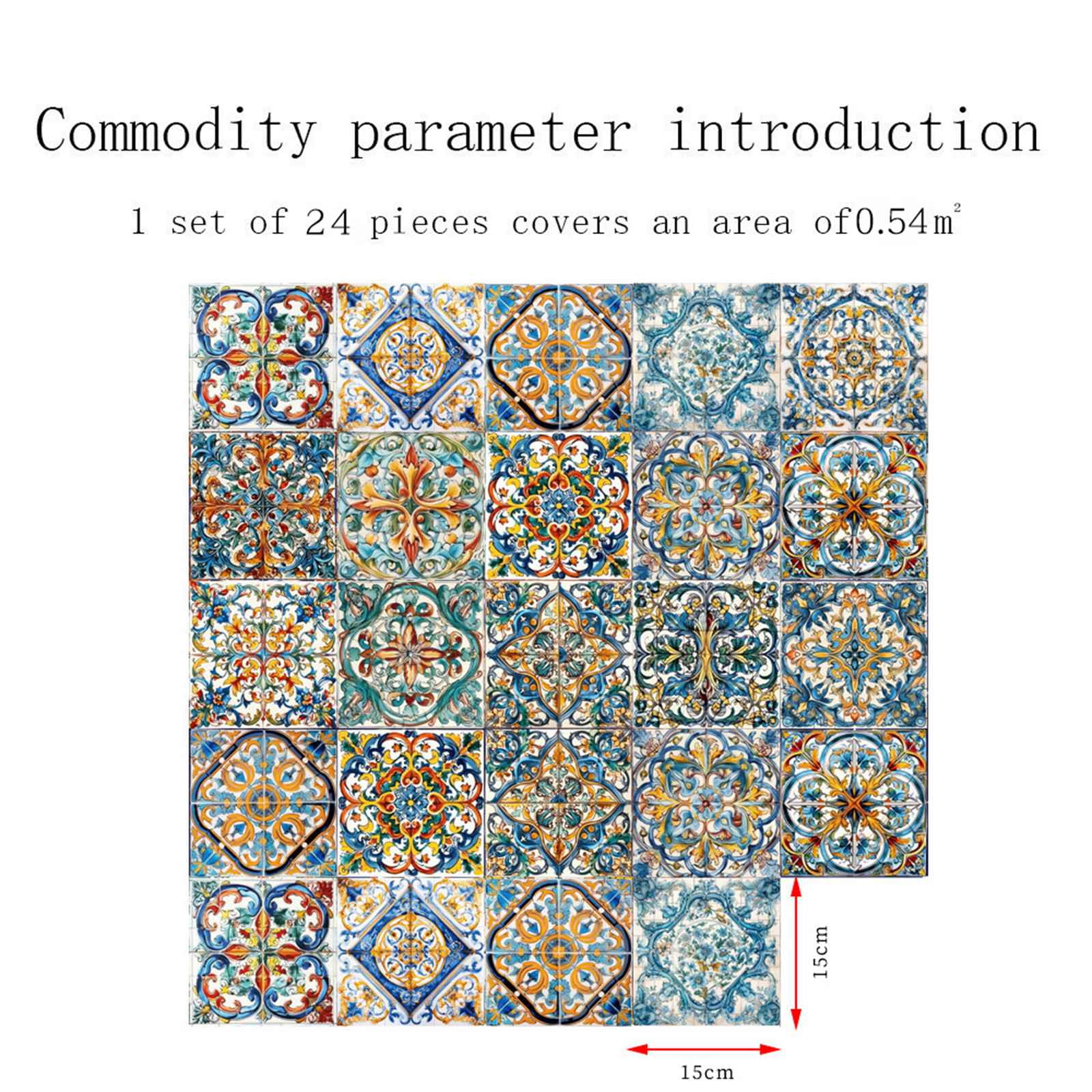 24 Pcs Tile Stickers DIY Moroccan Style Peel and Stick Backsplash Wall ...