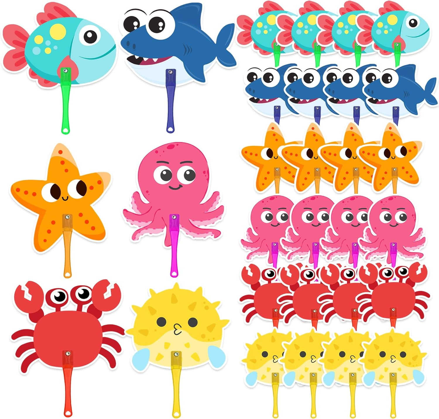 24 Pcs Under the Sea Party Favors Plastic Fans Sea Ocean Animals ...