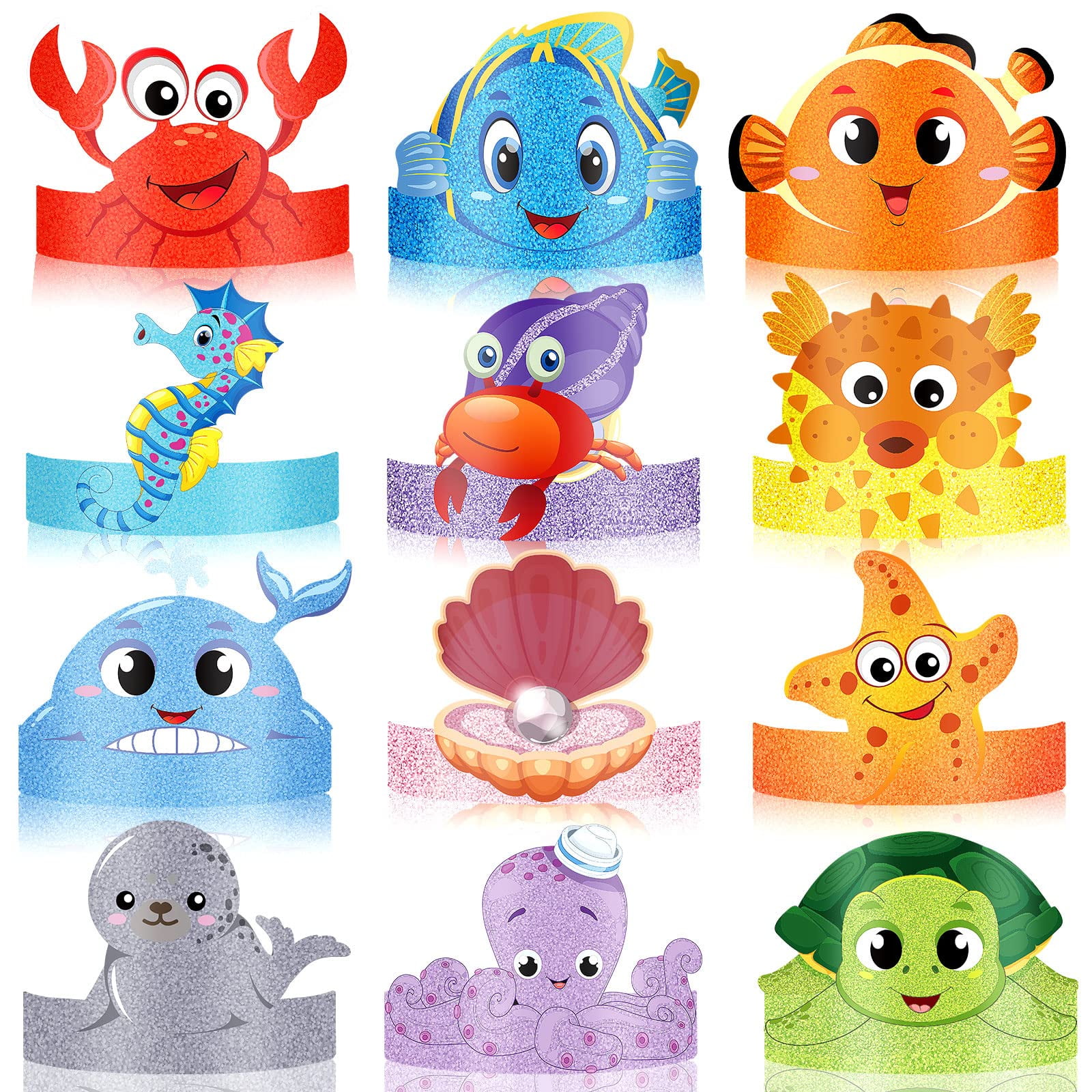 24 Pcs Under the Sea Party Hats - Ocean Theme Headbands for Girls and ...