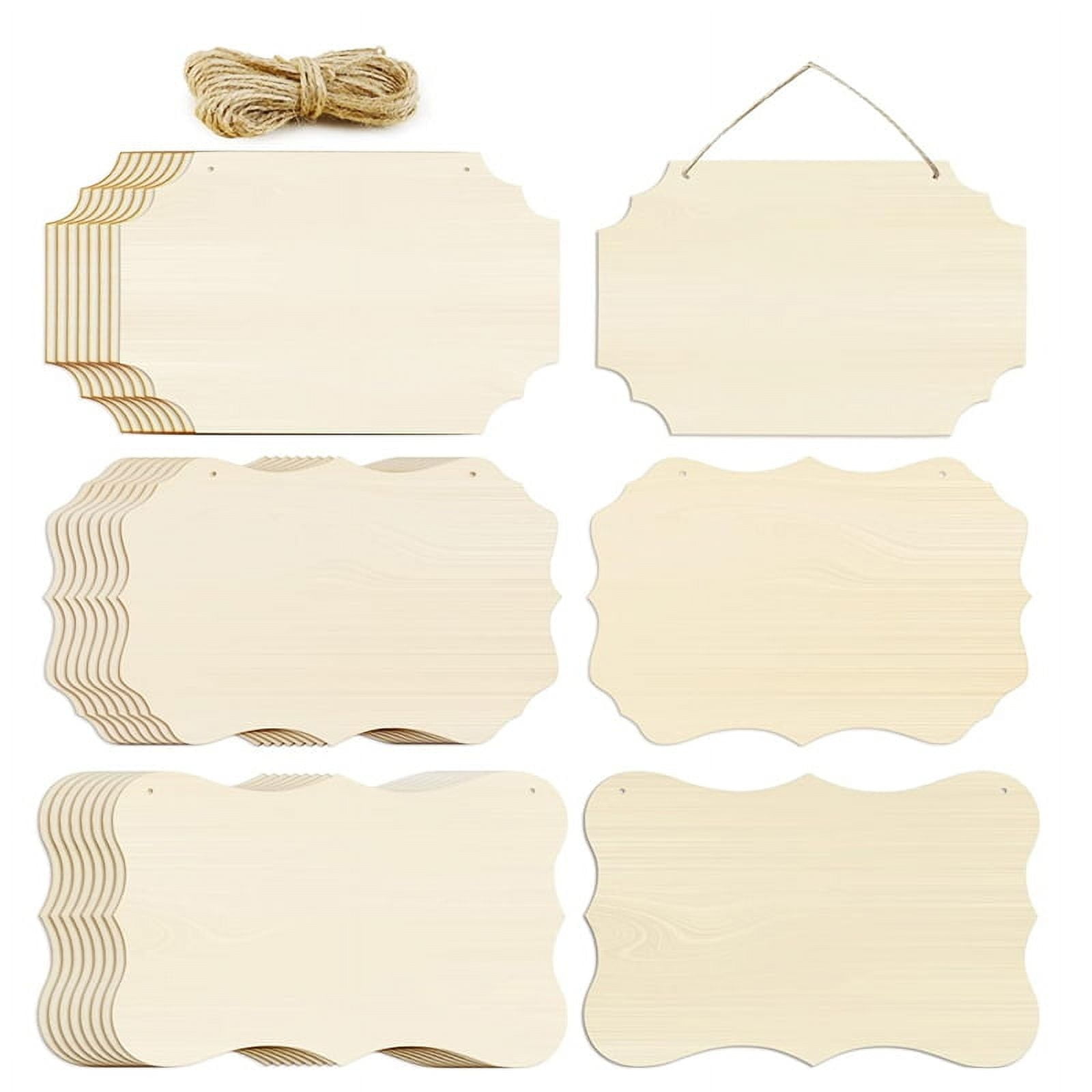 24 Pcs Unfinished Hanging Wood Sign Blank with Ropes,Rectangle Blank ...