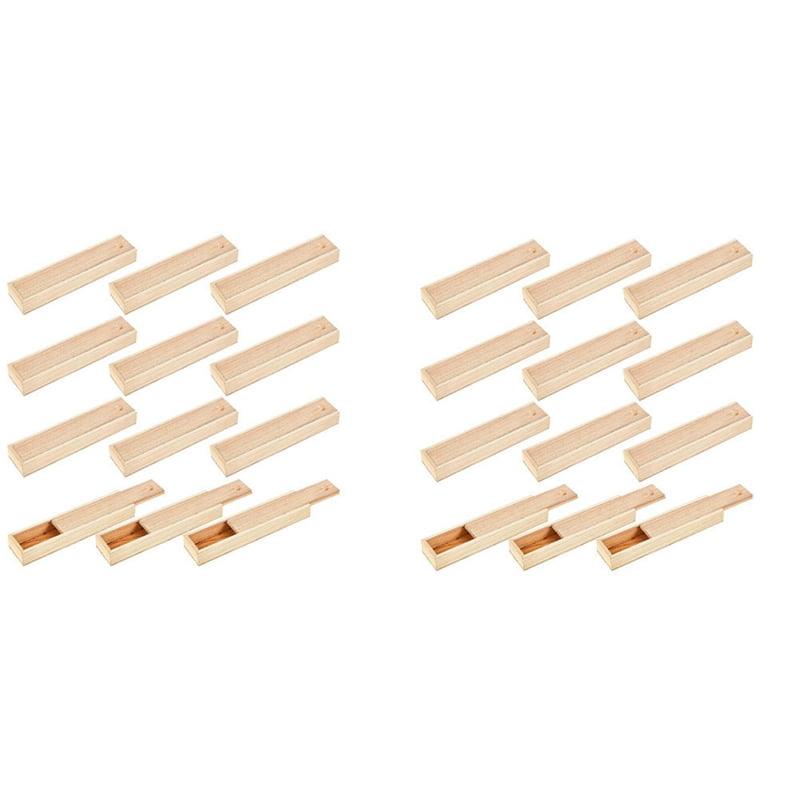 24 Pcs Unfinished Wood Box with Sliding Lid 9 X 2.2 X 1.2 Inch Small ...