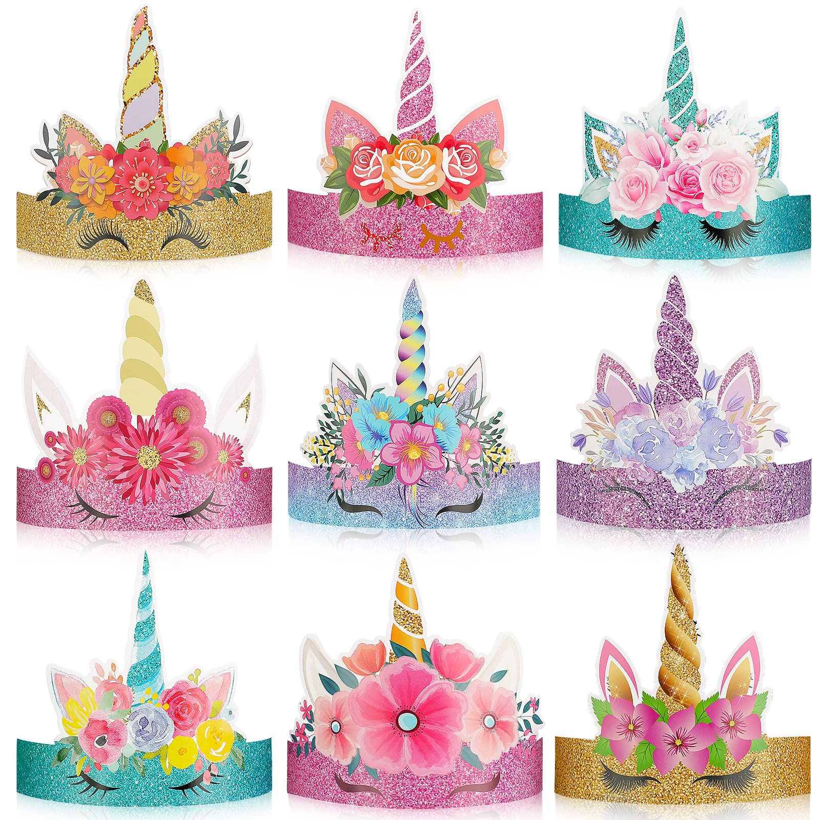 24 Pcs Unicorn Birthday CM31 Party Hats Unicorn Paper Party Crown ...
