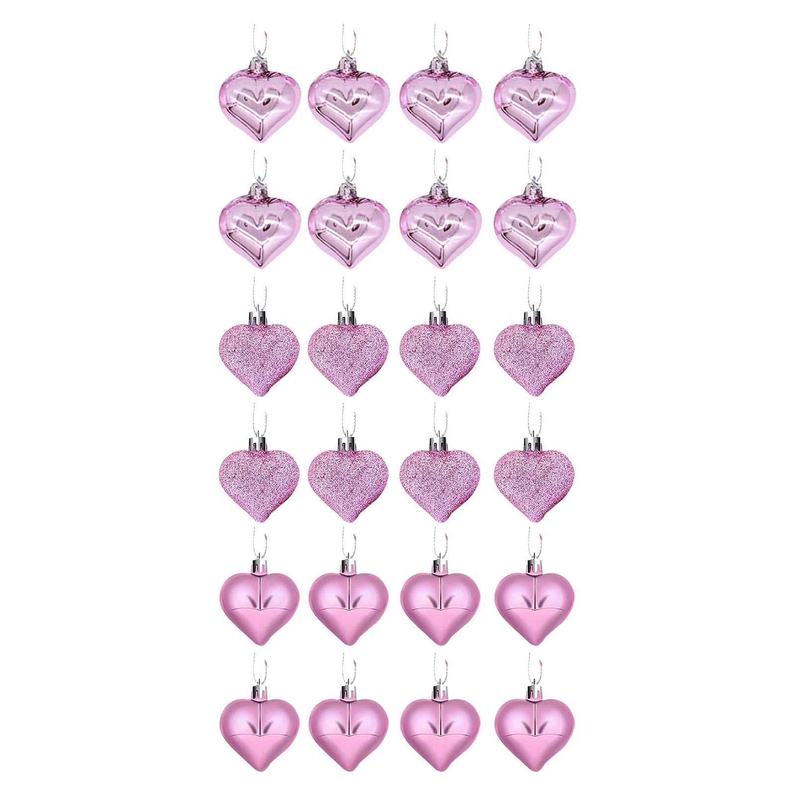 24 Pcs Valentine's Day Pink Heart-Shaped Hanging Baubles Romantic Love ...