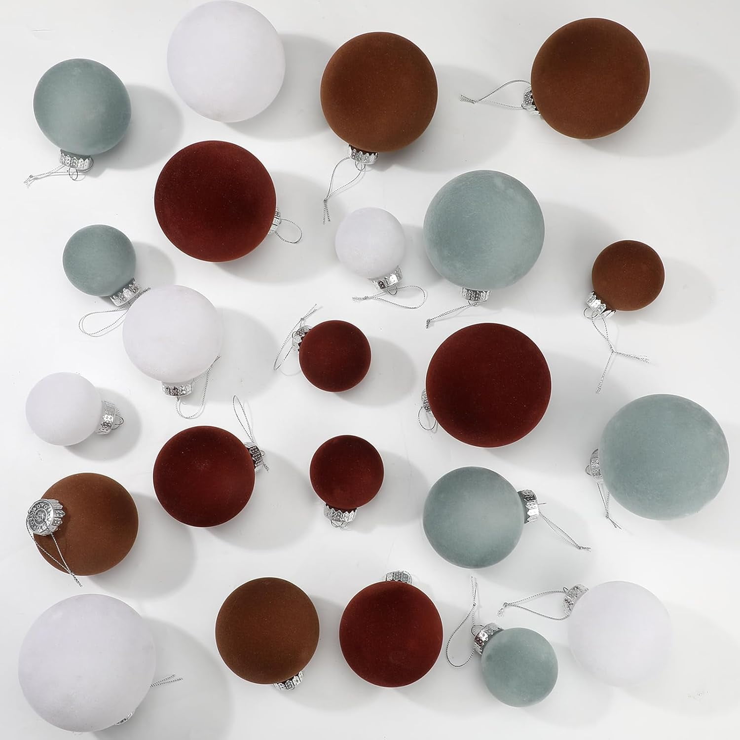 24 Pcs Velvet Christmas Balls Bulk Velvet Christmas Ornaments Flocked ...