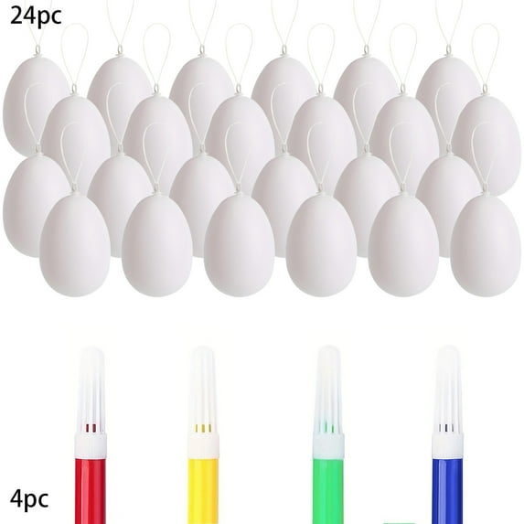 24 Pcs White Easter Egg Painting Kits 3.1", Blank Paintable Eggs ...