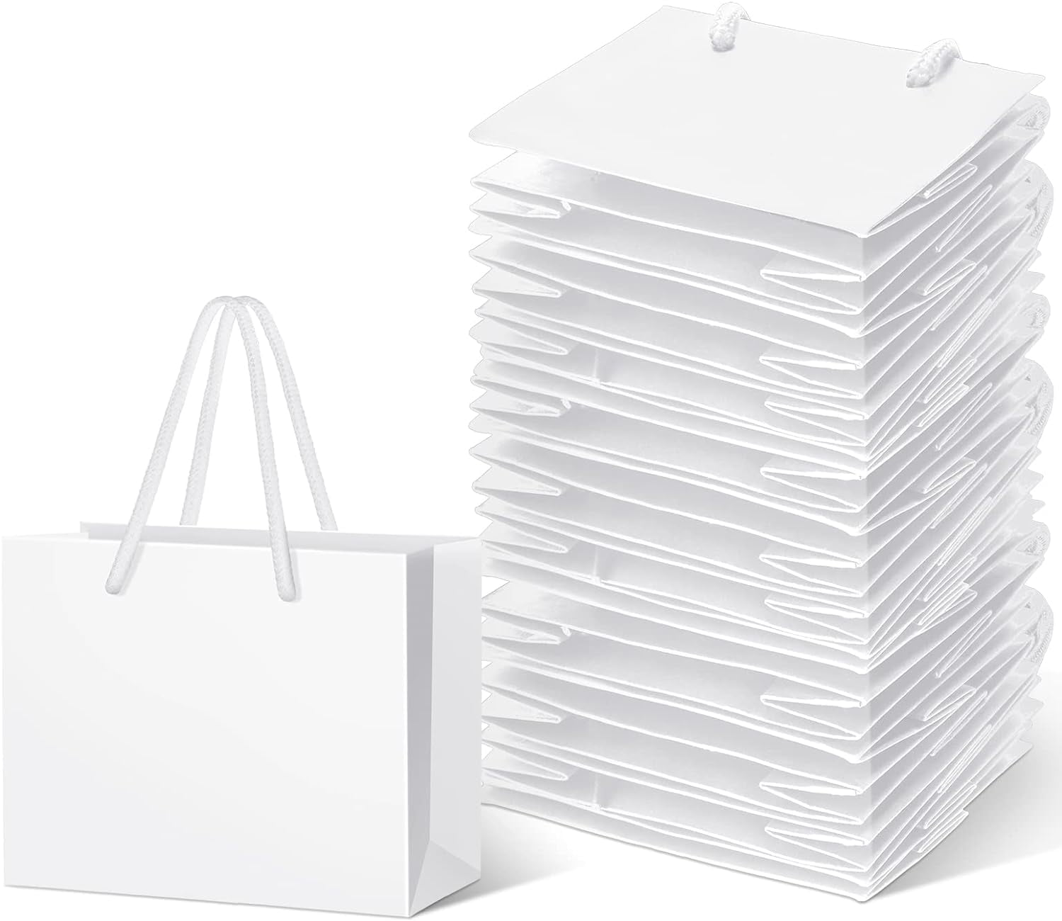 24 Pcs White Mini Gift Bags with Handle Gift Card Bags Bulk Extra Small ...