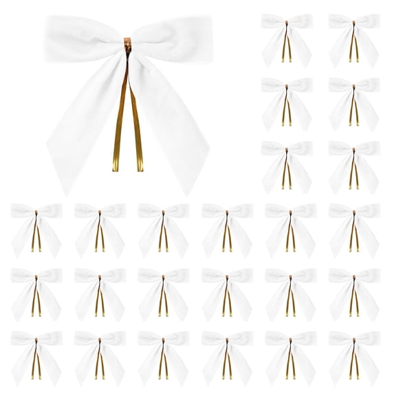 24 Pcs White Small Velvet Christmas Bows For Christmas Tree Wreath ...
