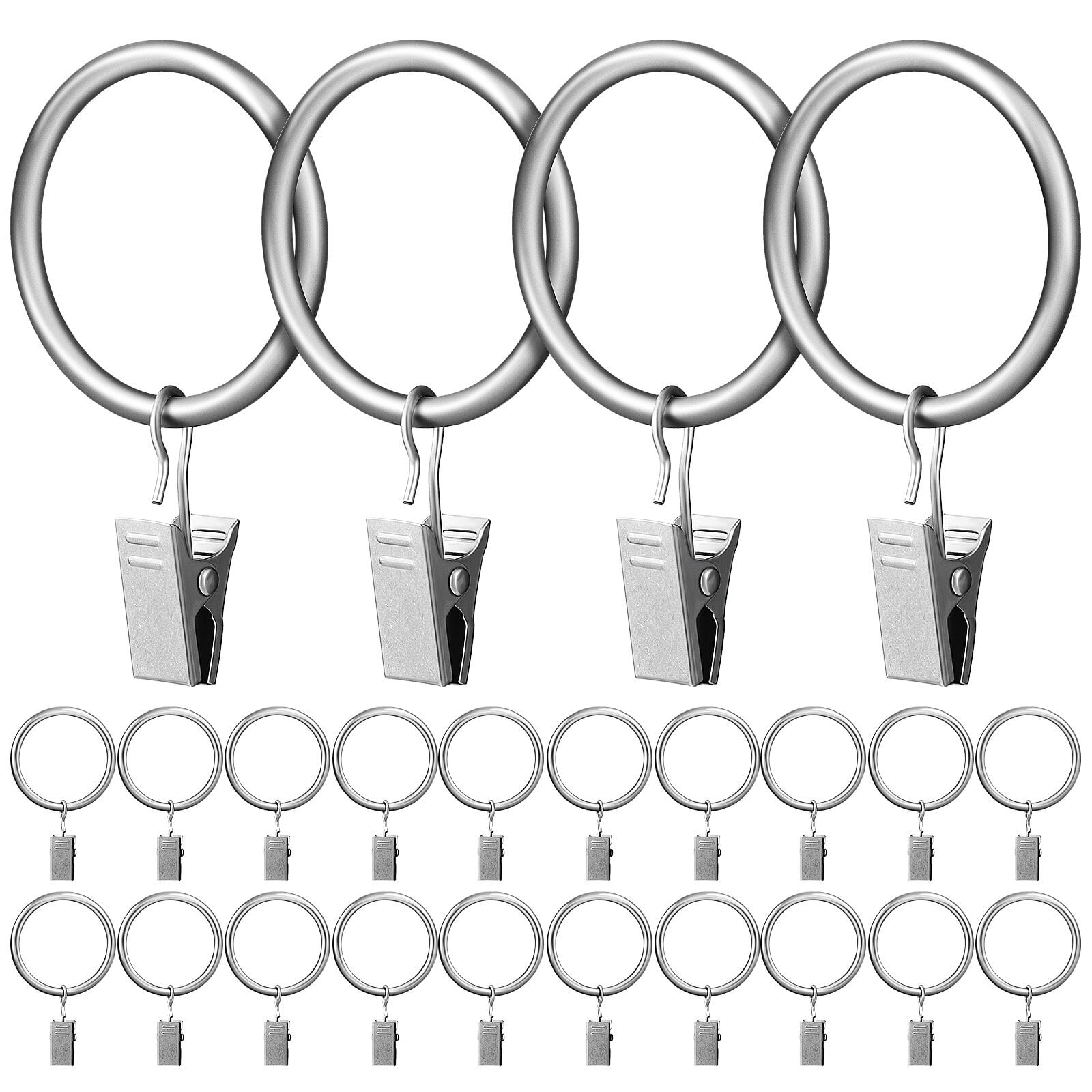 24 Pcs Window Curtain Ring Drapery Rings with Clips Siding Track Shower ...