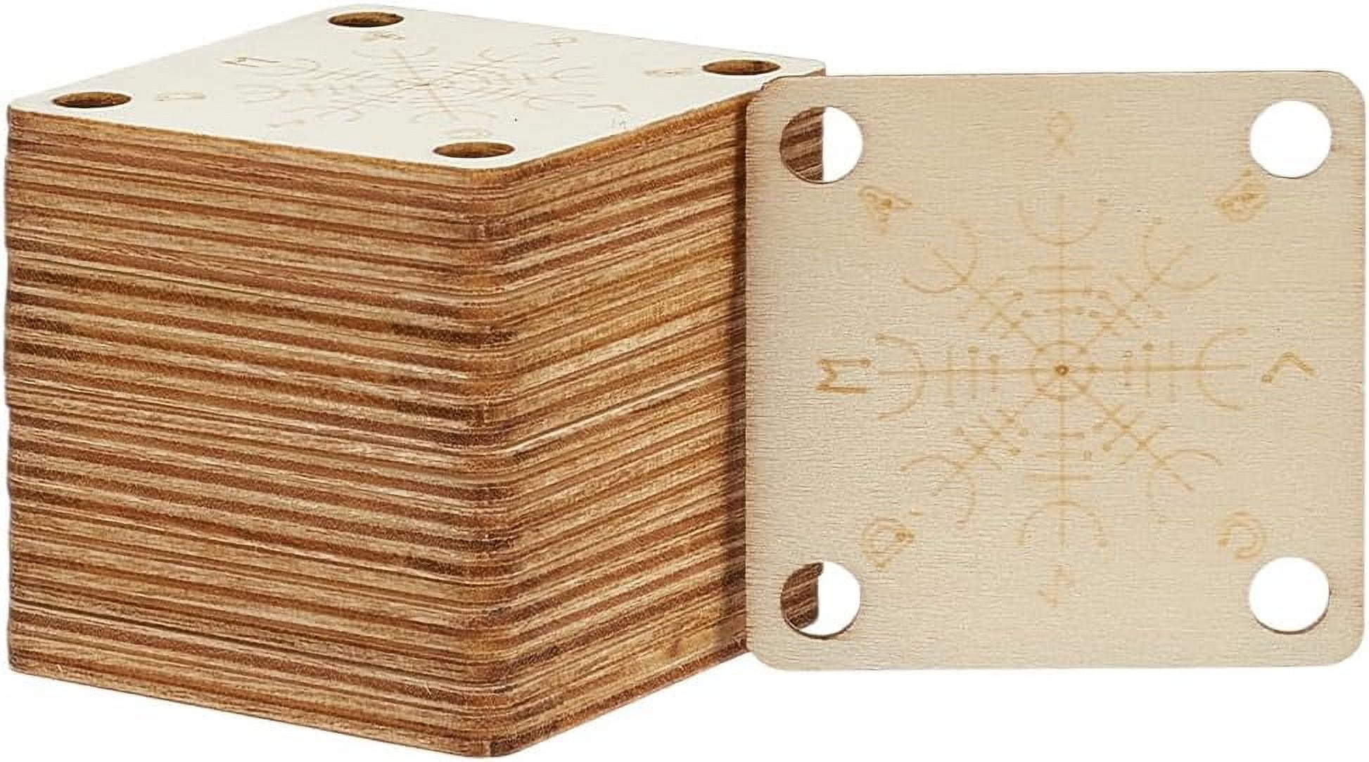 24 Pcs Wood Tablet Weaving Cards 4 Holes 1.5inch Square Weaving Cards ...