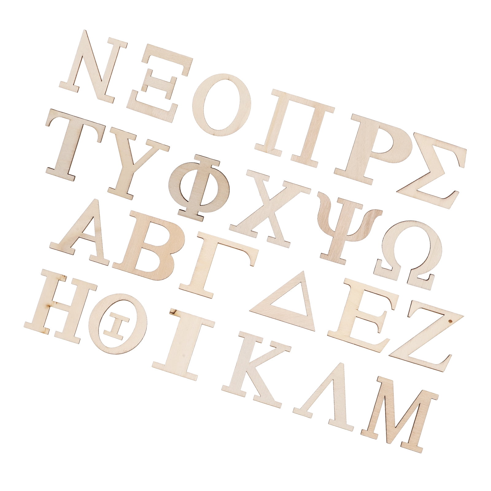 24 Pcs Wooden Letters Greek Stickers Digital Decoration Faux Flash ...