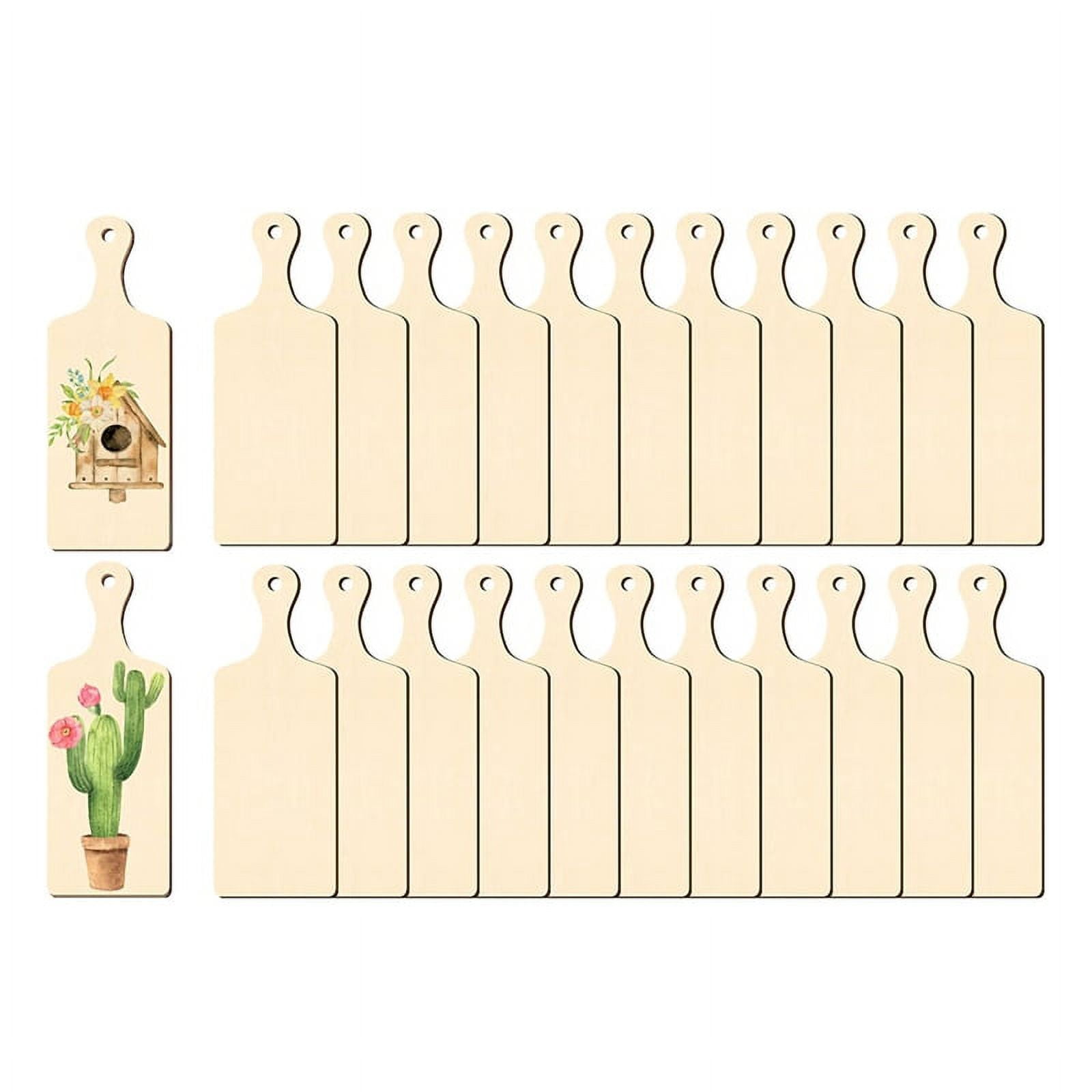 24 Pcs Wooden Mini Cutting Board with Handle Unfinished Craft ...