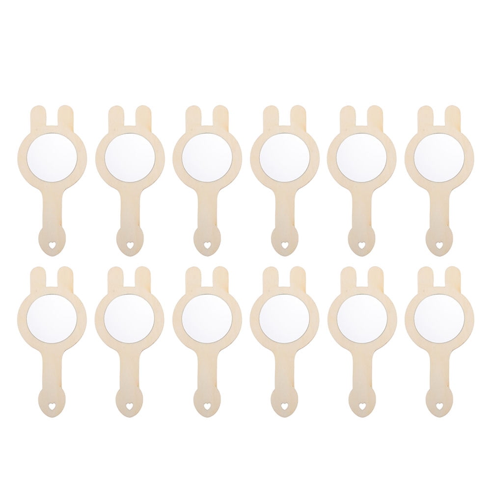 24 Pcs Wooden White Embryo Mirror Mirrors Childrens Toys DIY Craft ...